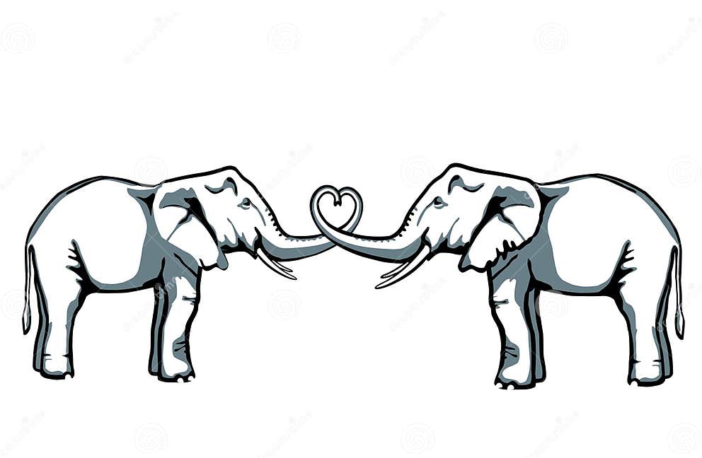 Elephant love stock vector. Illustration of kiss, valentine - 14674416