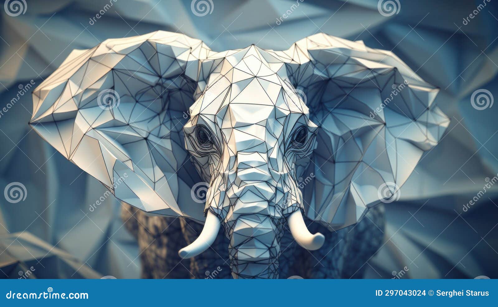 An Elephant is Made of Triangles and Low Polygonal Shapes, AI Stock ...