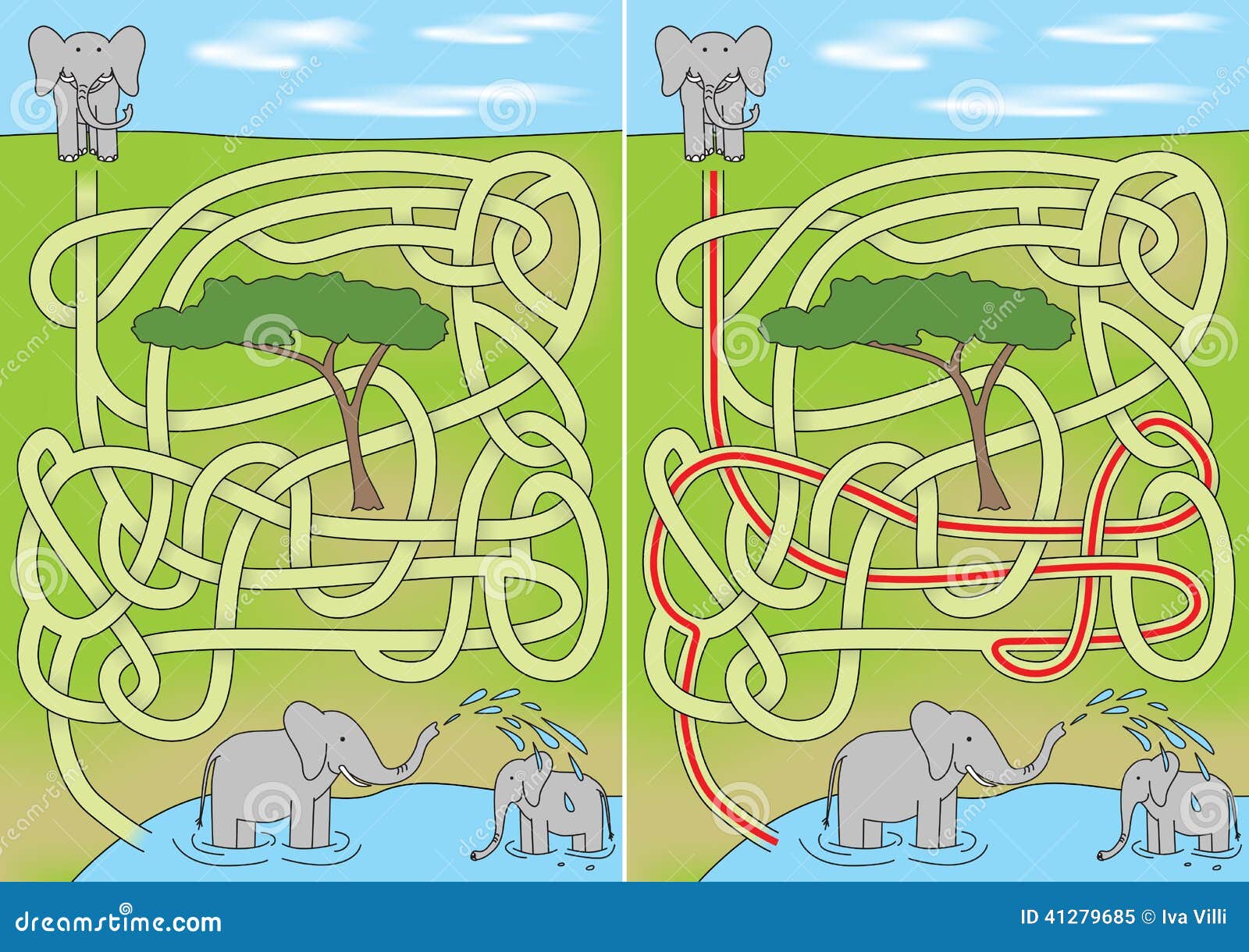 Elephant maze stock vector. Illustration of animal, game - 41279685
