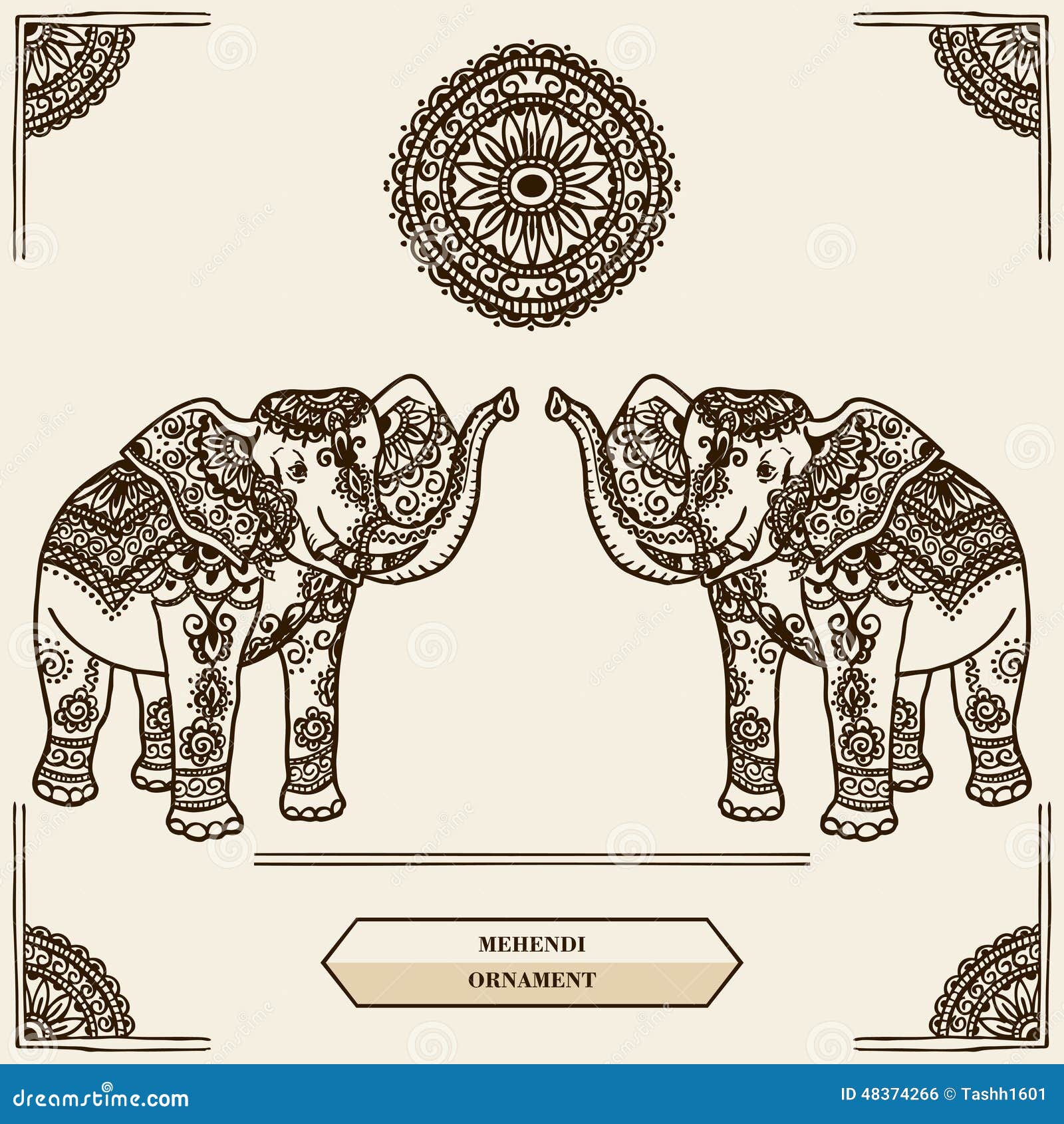Elephant mehendi stock illustration. Illustration of elegance - 48374266