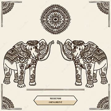 Elephant mehendi stock illustration. Illustration of elegance - 48374266