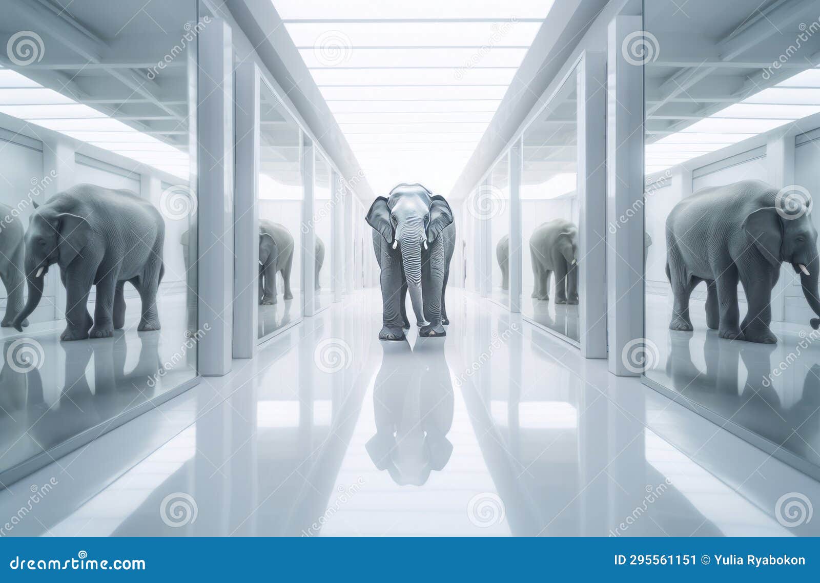 Elephant Mirror Surreal Room with Ceramic Floor. Generate Ai Stock ...