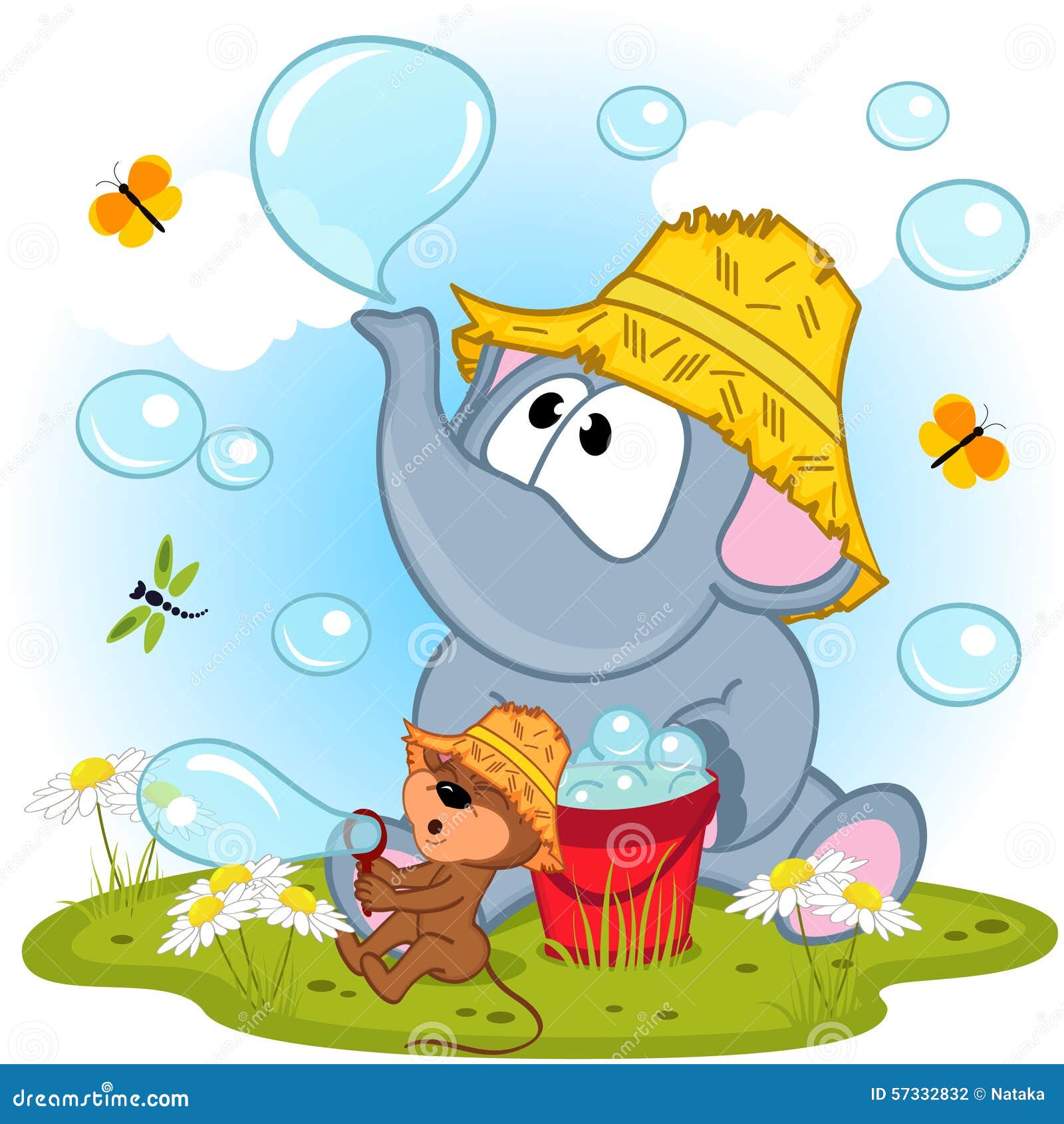 Elephant And Mouse Inflated Bubbles Vector Illustration | CartoonDealer ...