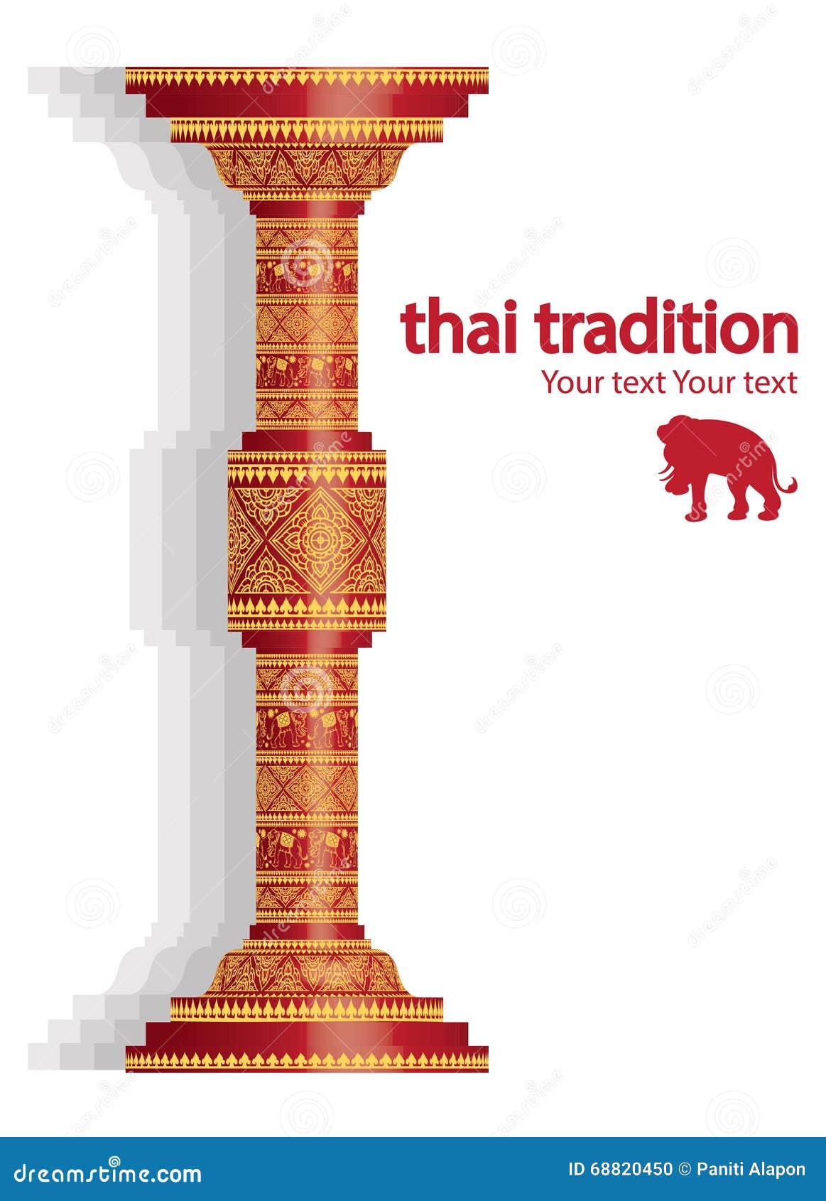 Elephant Pattern Background on Pillar Vector Stock Vector ...