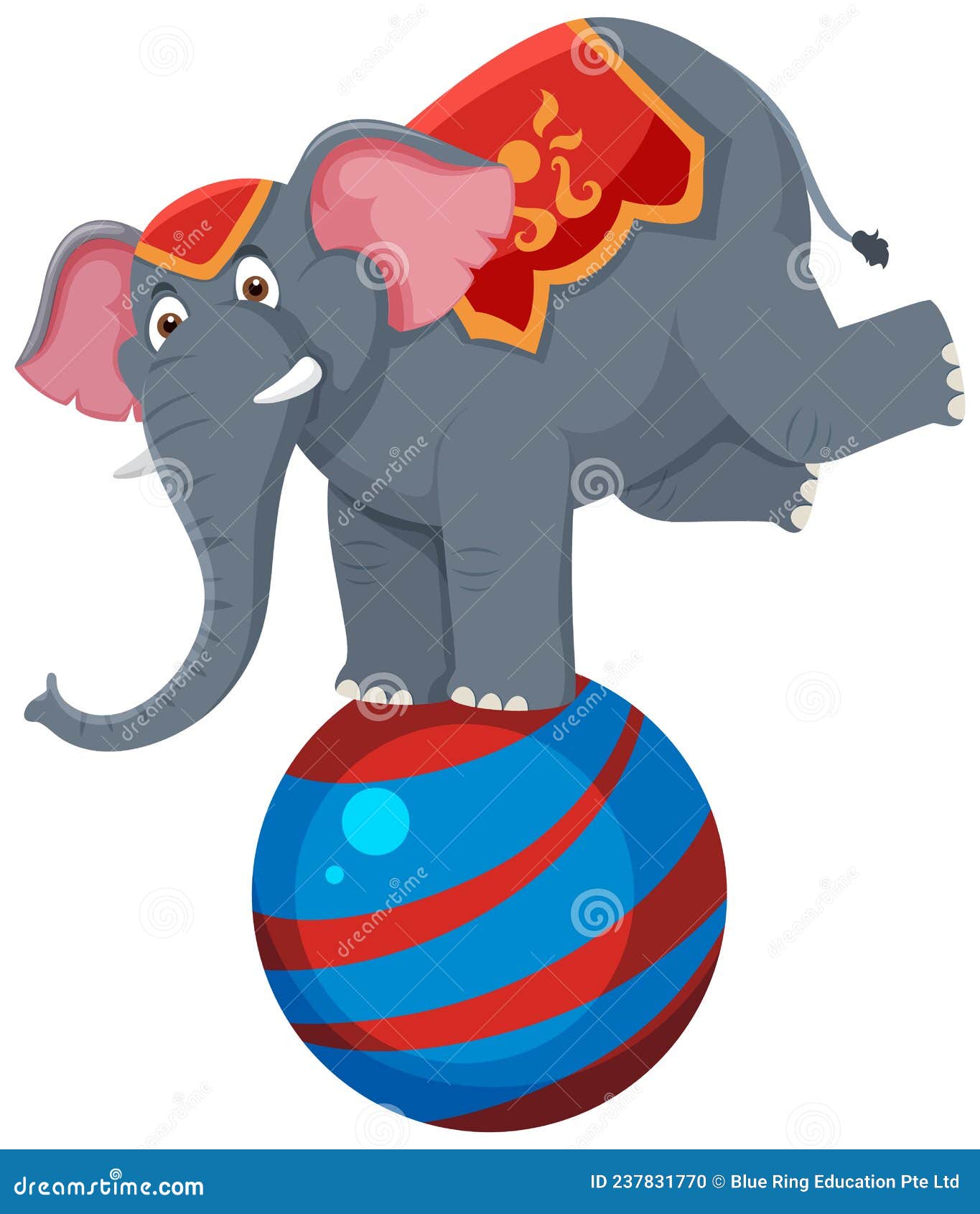 Elephant Performance Balancing on Ball Stock Vector - Illustration of ...