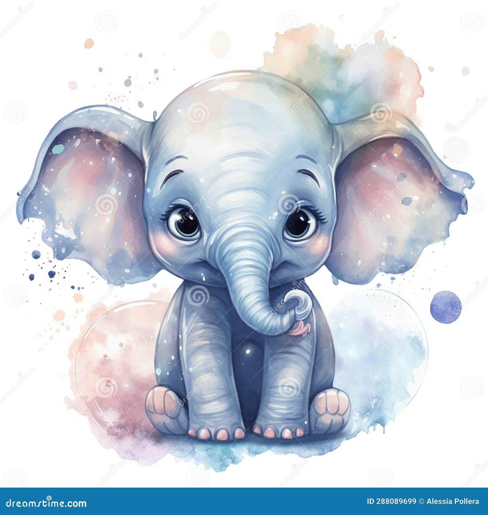 An Elephant Photo Chibi Style, Cartoon Style Stock Illustration ...