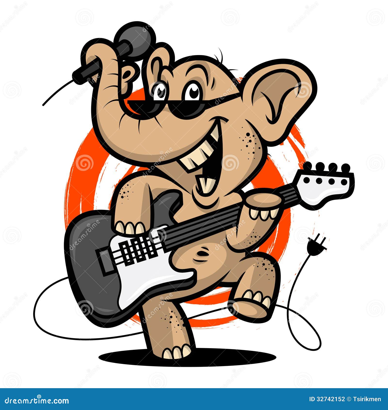 Elephant plays guitar stock vector. Illustration of print - 32742152