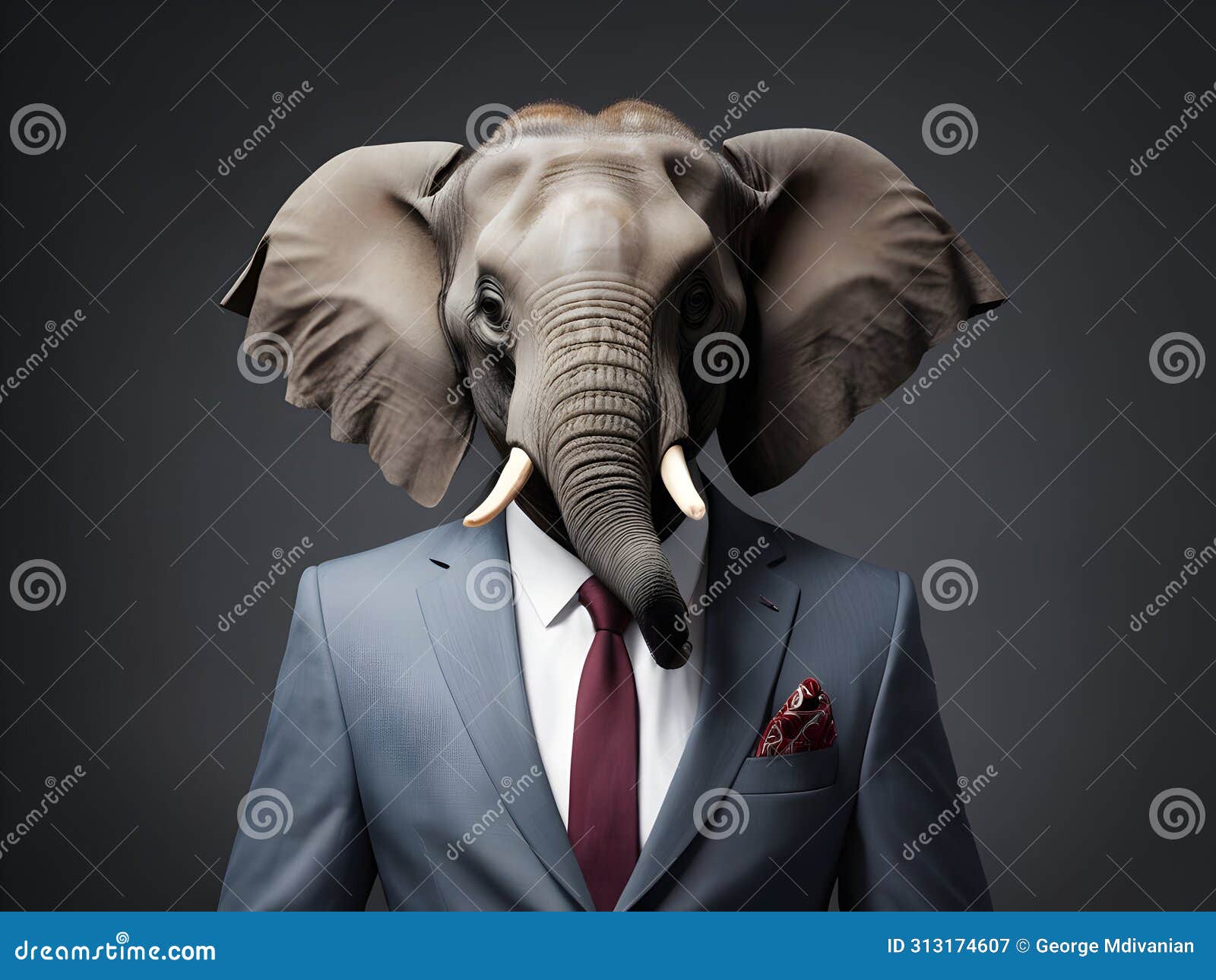 Elephant Portrait in Elegant Suit Stock Image - Image of cute, nursery ...
