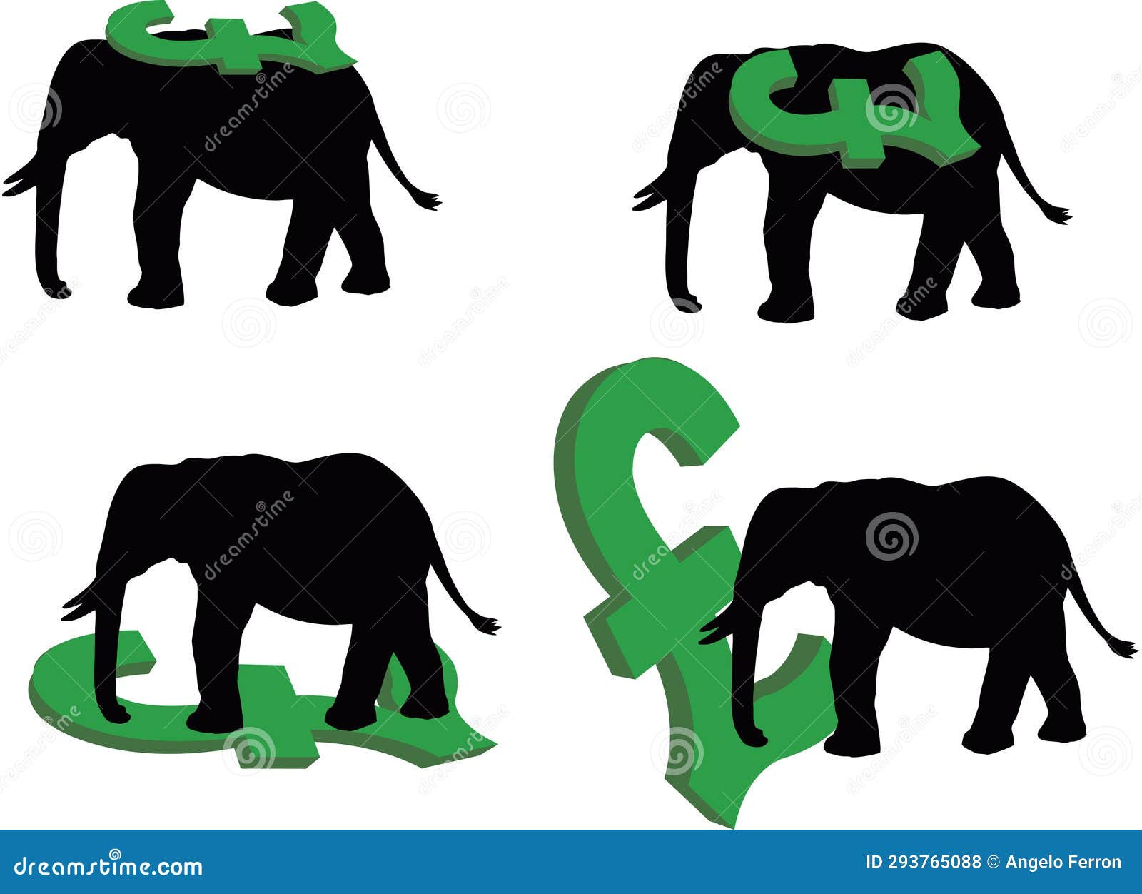 Elephant and Pound Symbol on White Background- Stock Vector ...