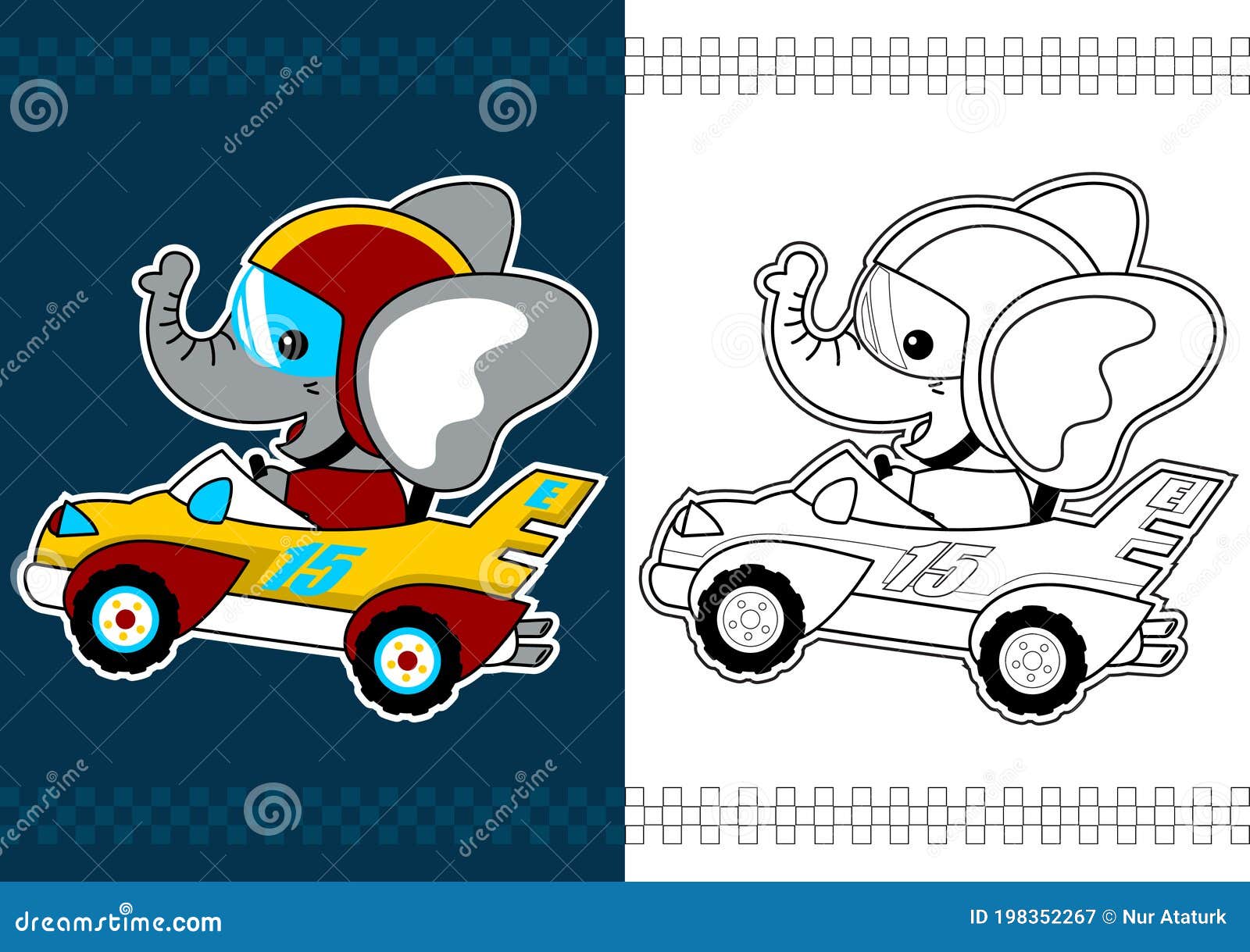 Funny Elephant Cartoon on Racing Car Stock Vector - Illustration of ...