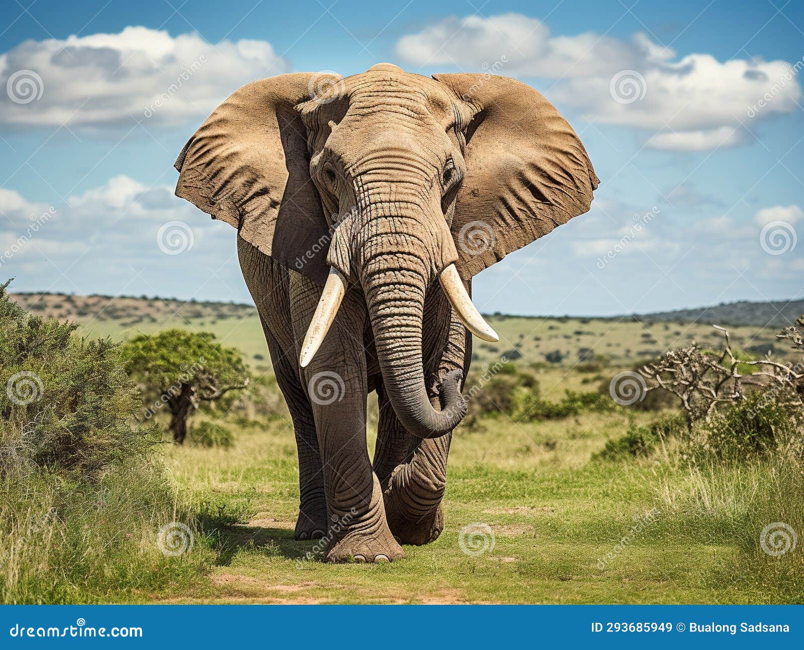 Ai Generated Illustration Wildlife Concept of Elephant - Raised Trunk ...