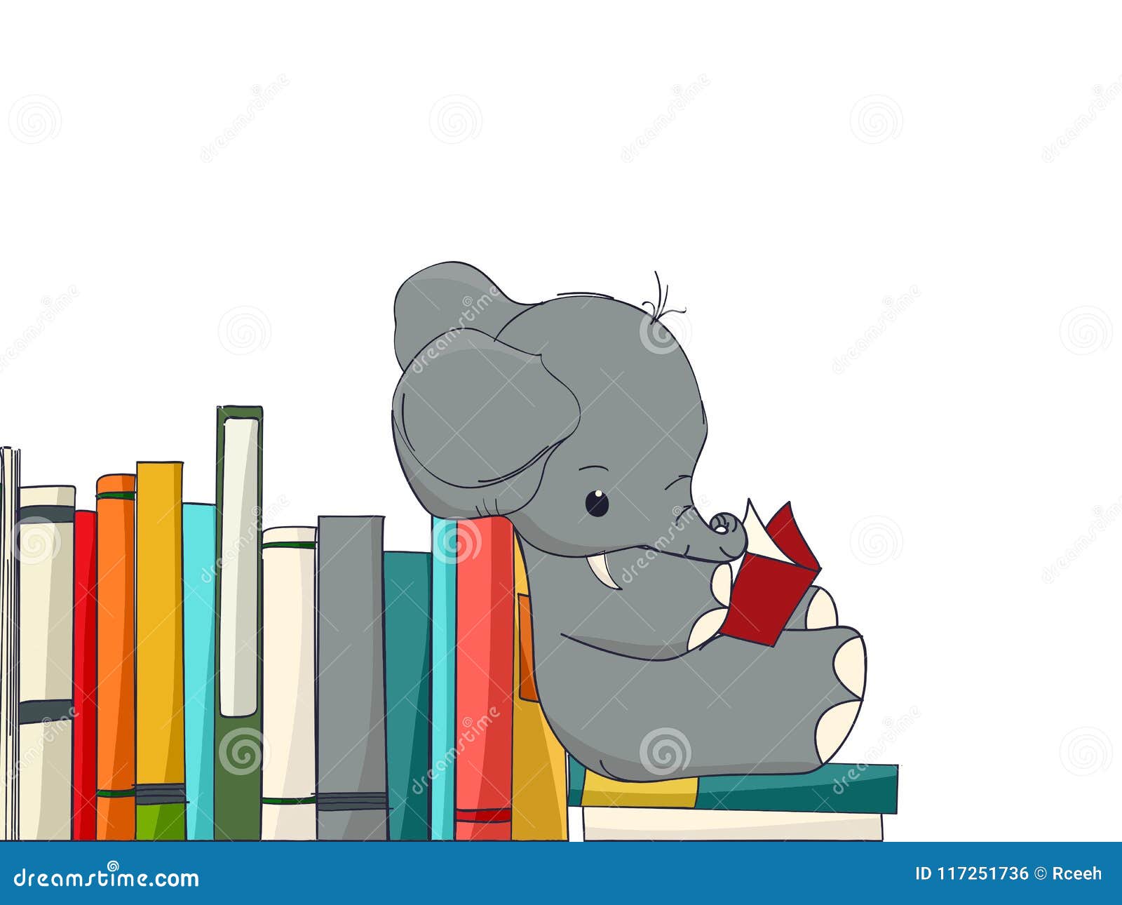 Elephant reading stock vector. Illustration of holding - 117251736