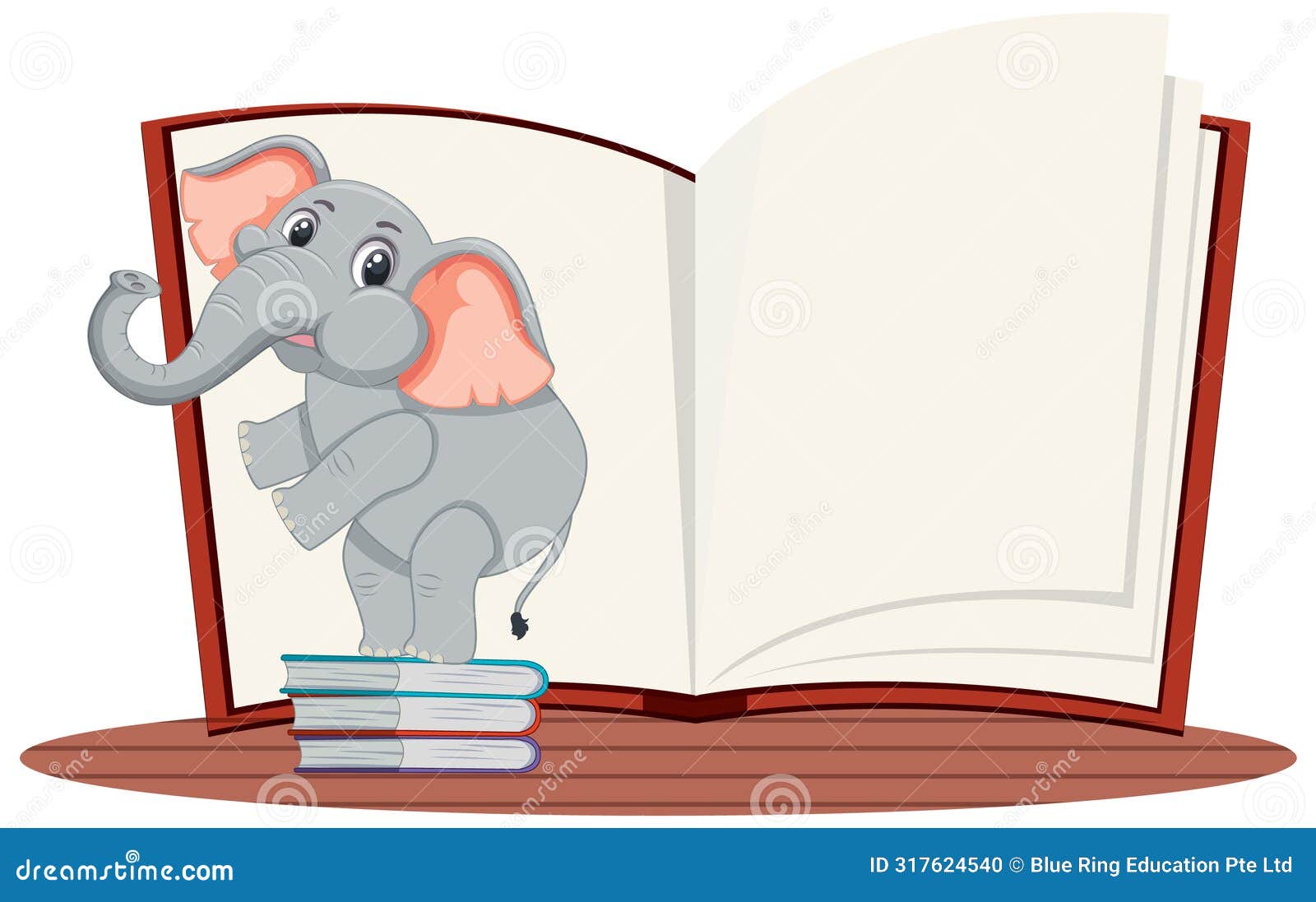 An Elephant Reading an Open Book Illustration Stock Vector ...