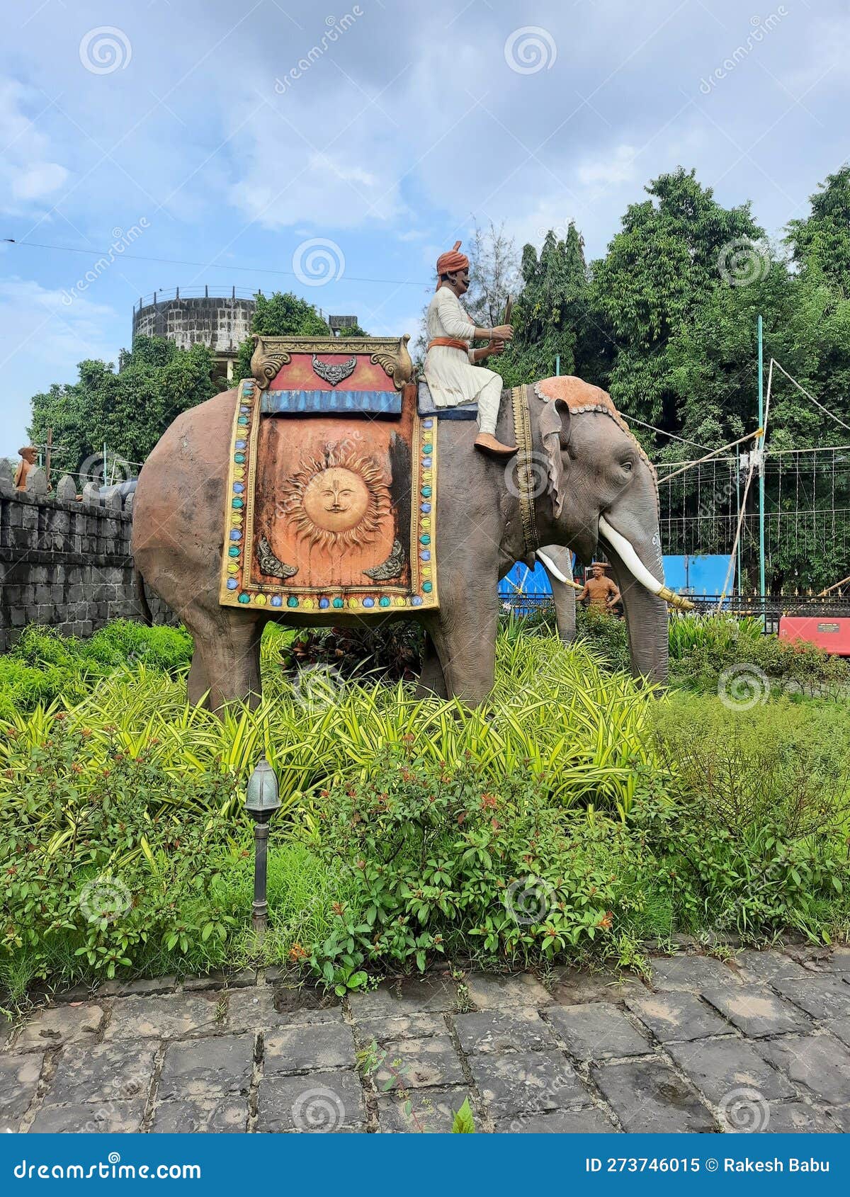 Elephant and rider statue stock image. Image of animal - 273746015