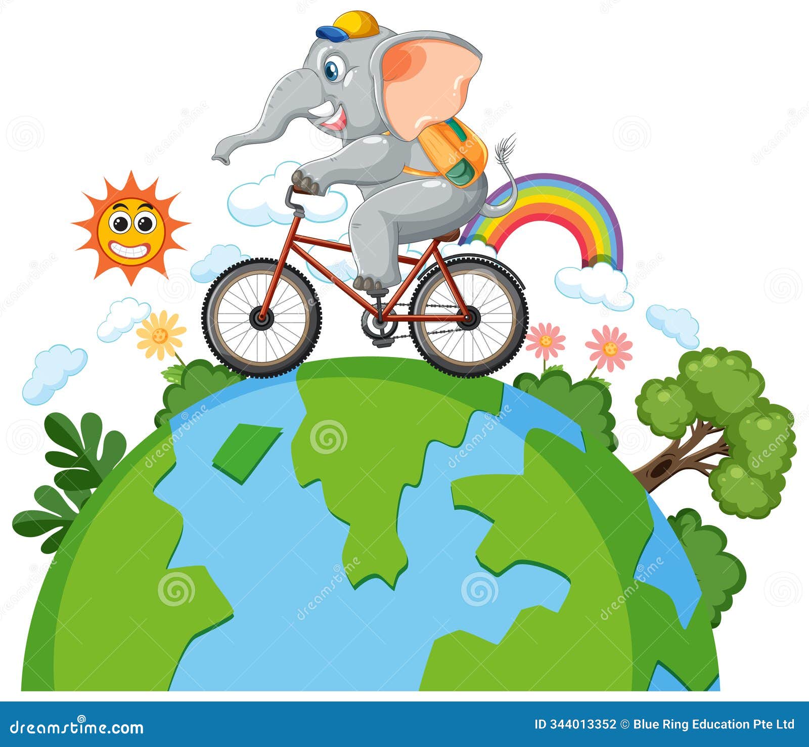 Elephant rides a bike stock photo. Image of environment - 344013352