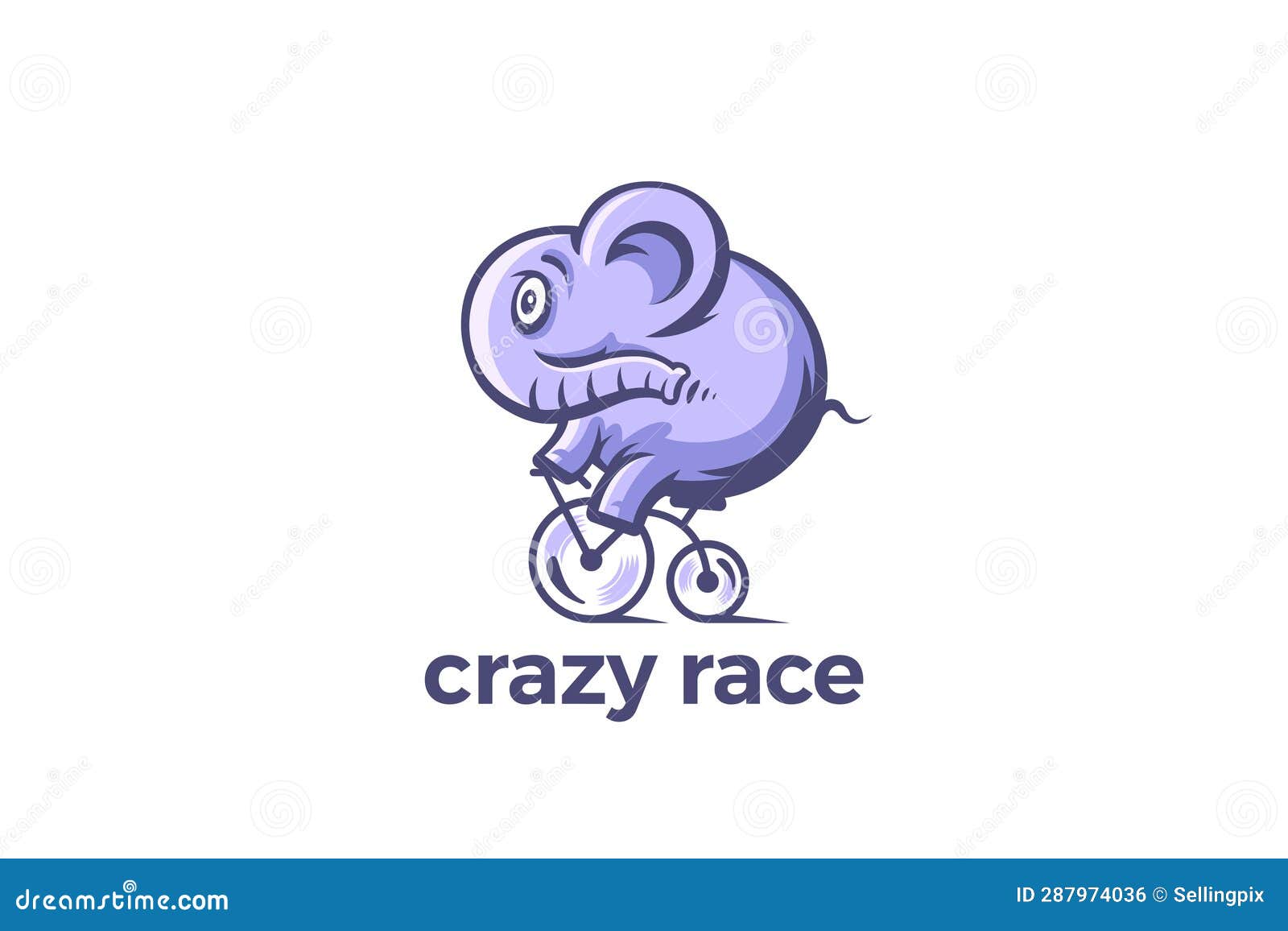 Elephant Riding Bicycle Funny Logo Design Vector Stock Illustration ...