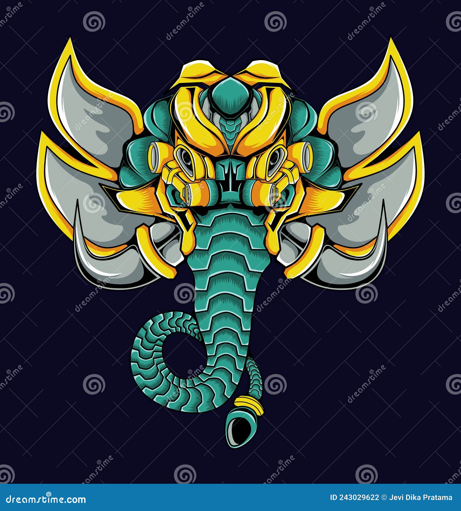 Elephant Robotic Cyborg Illustration Stock Vector - Illustration of ...