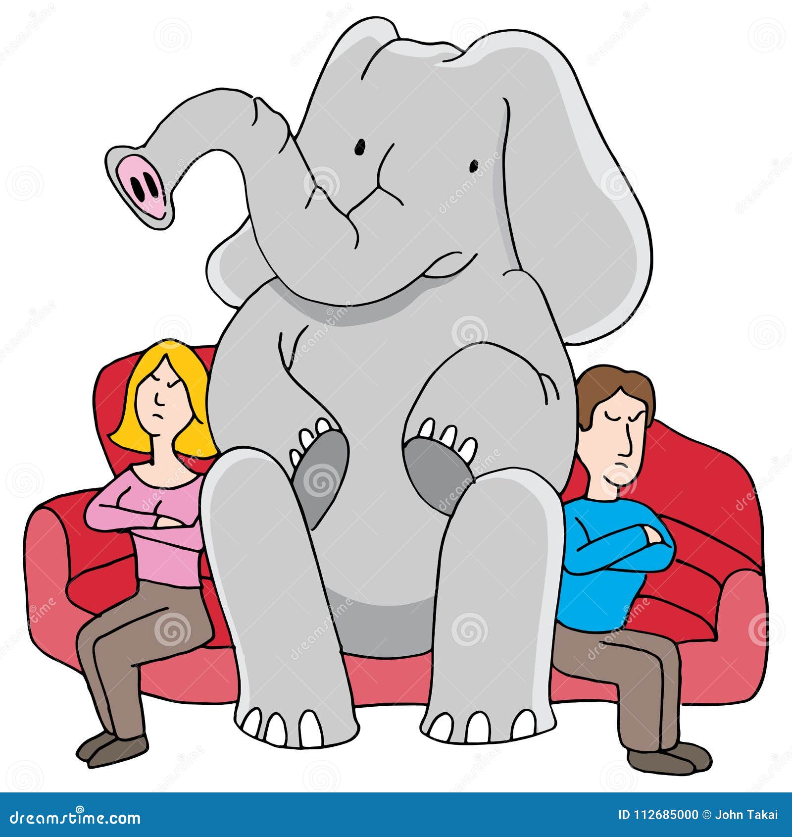 Elephant in Room Relationship Problems Stock Vector - Illustration of ...