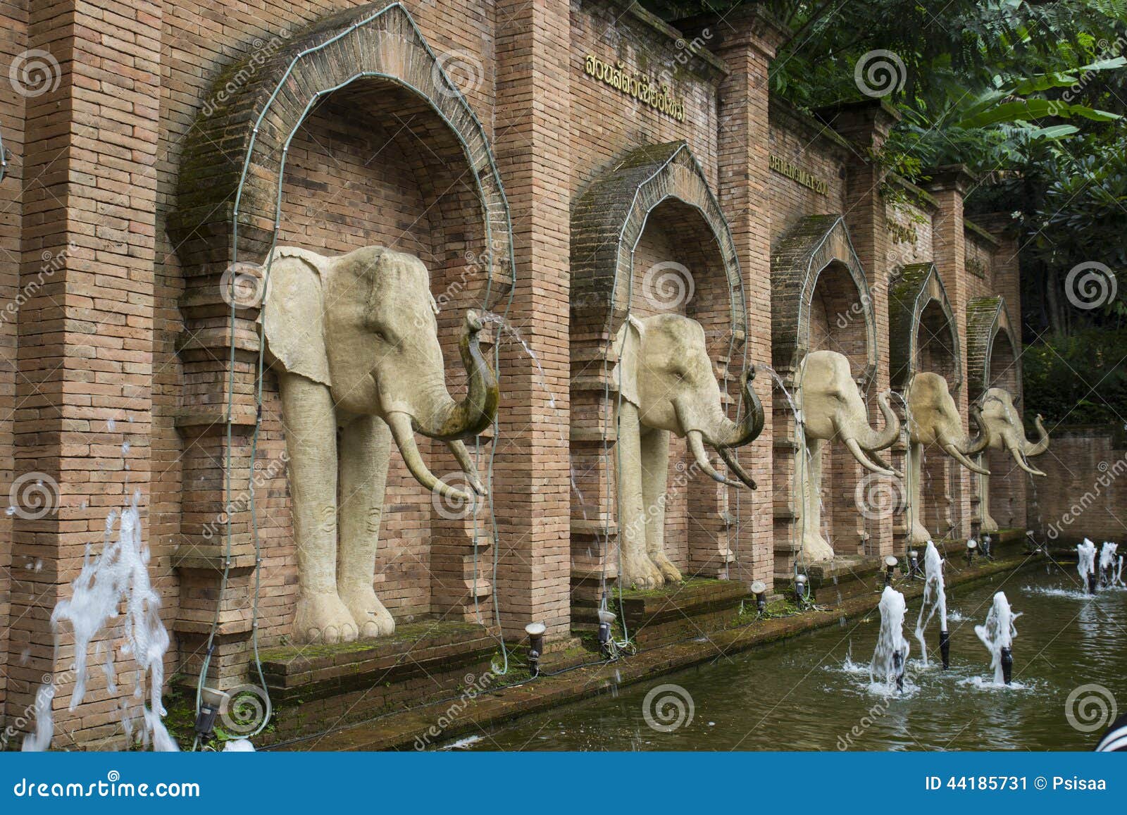 Elephant Sculpture on Brick Wall Stock Image - Image of beautiful ...