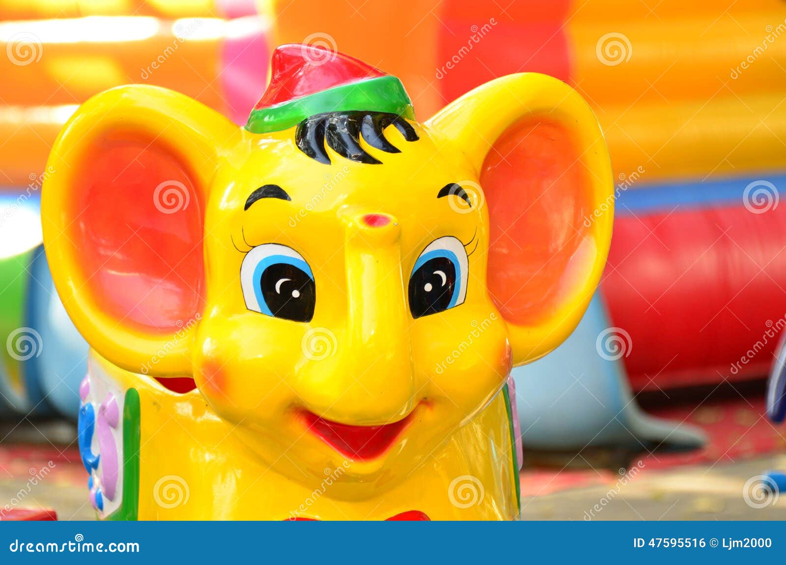 An Elephant Sculpture on a Merry-go-round Stock Photo - Image of ...