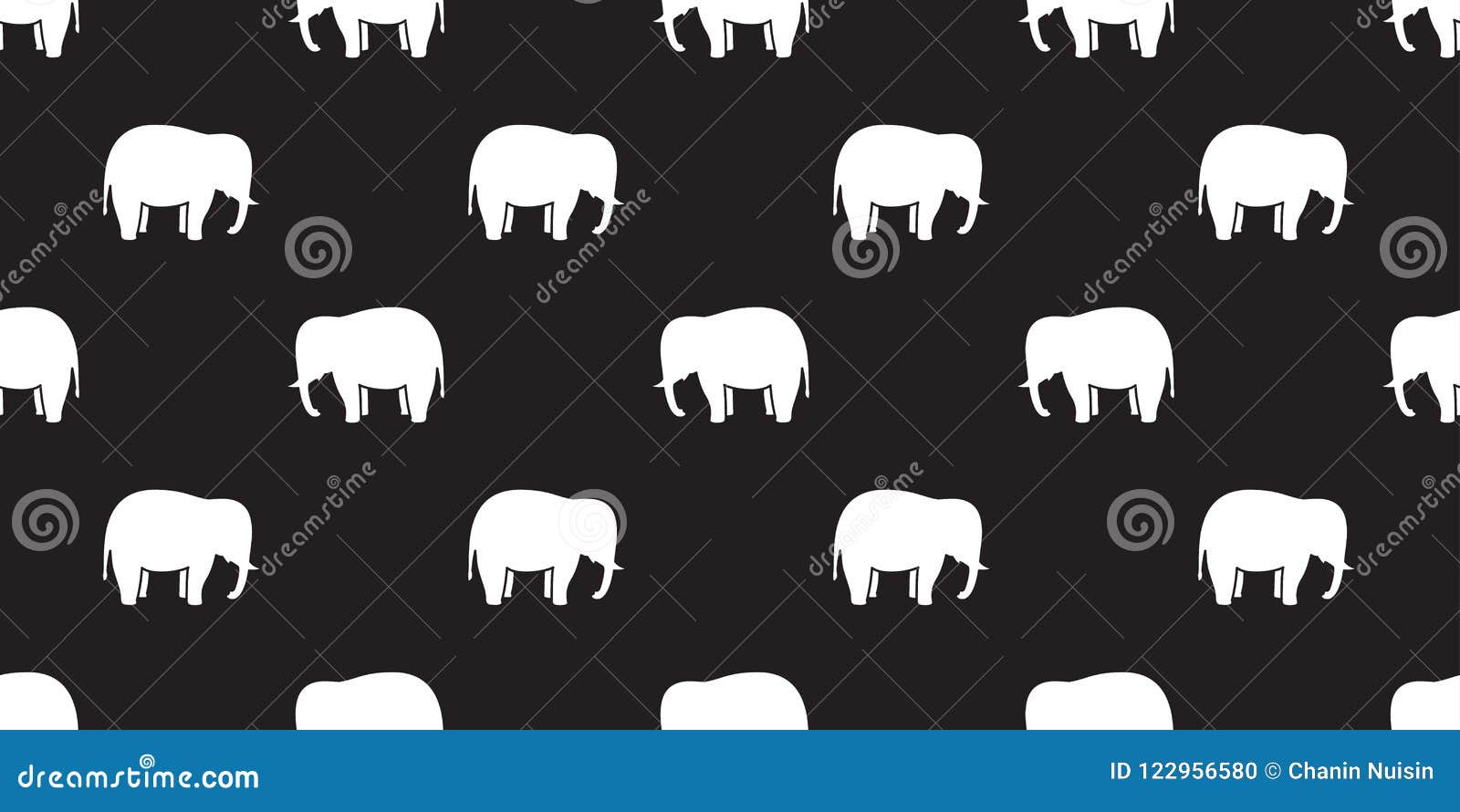 Elephant Seamless Pattern Vector Isolated Background Wallpaper Black ...
