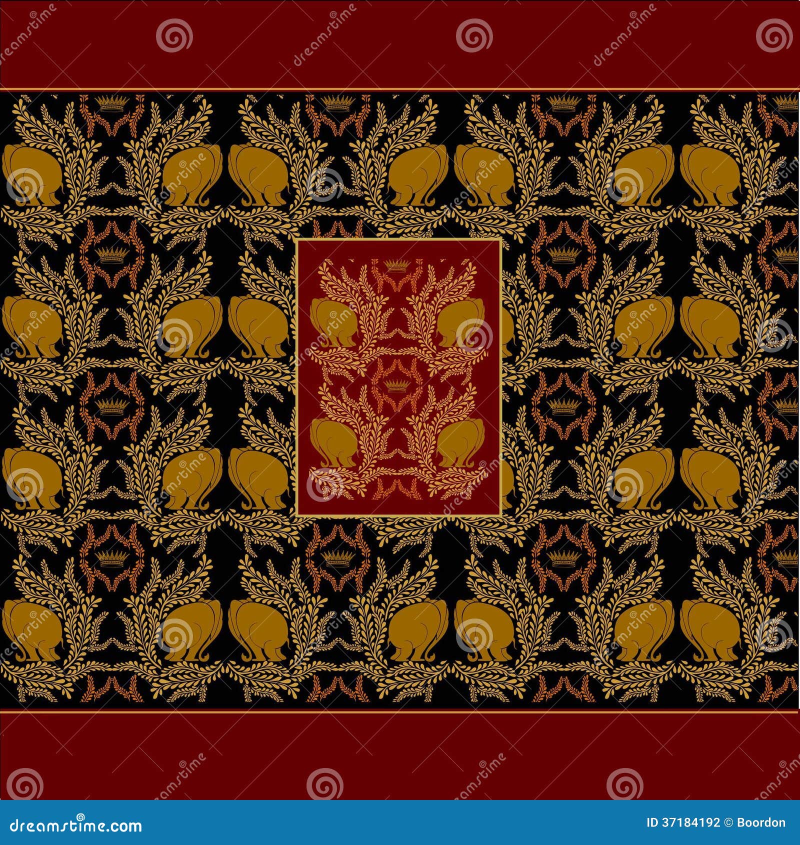 Elephant Seamless Royal Luxury Texture Background Vector Illustration ...