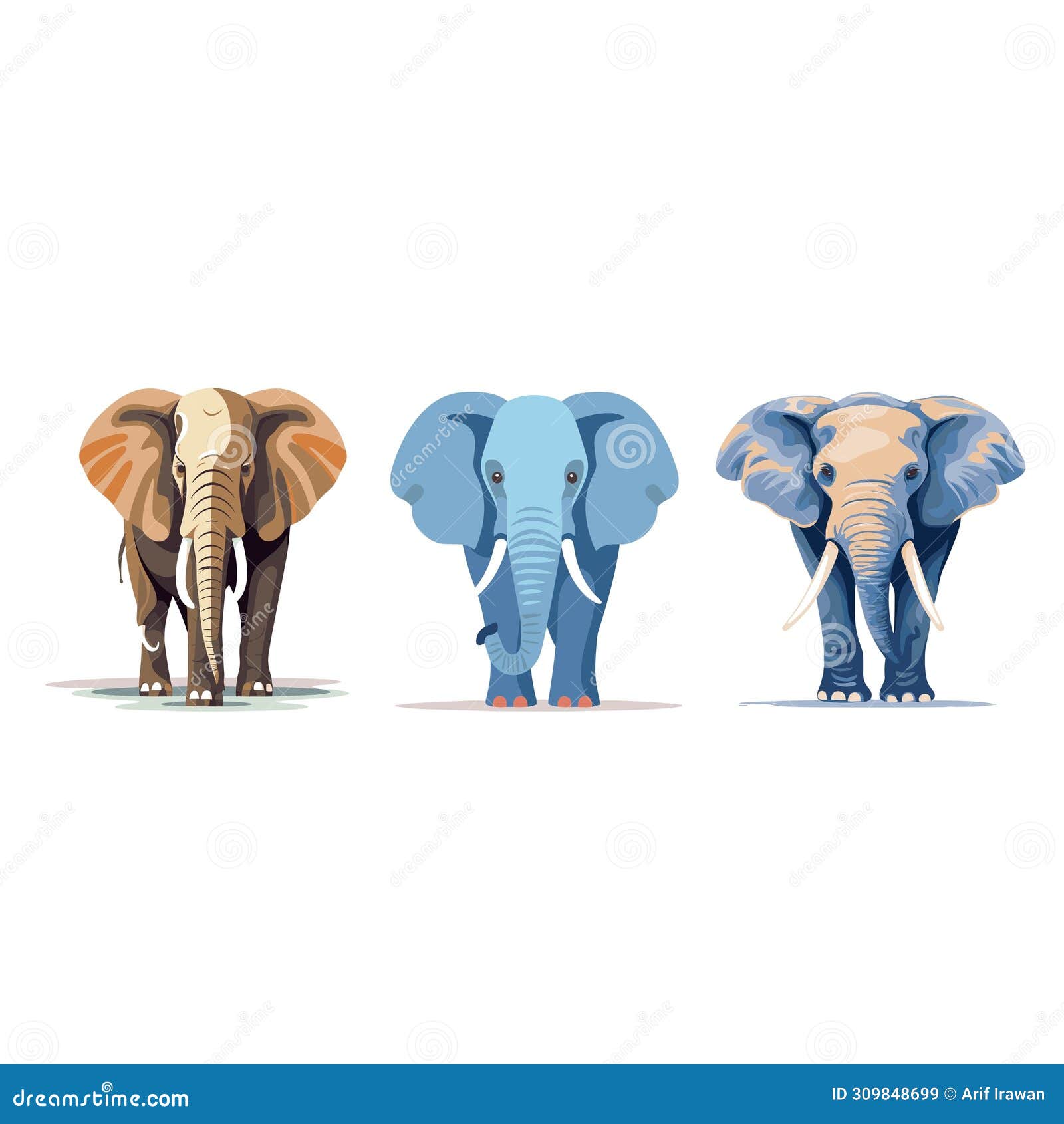 Elephant Set Cartoon Vector Illustration Stock Illustration ...