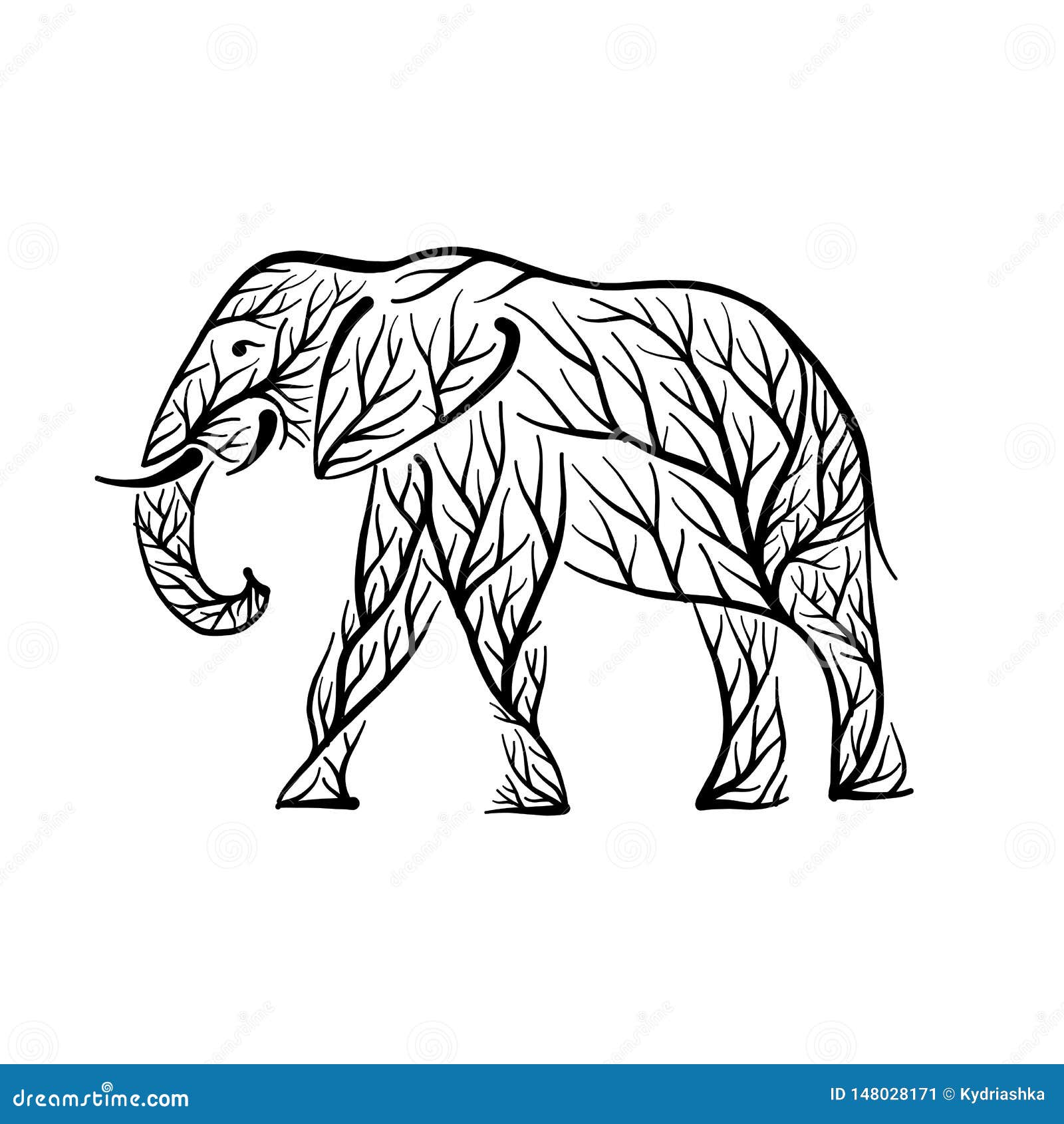 Elephant Shape Made from Tree Leaves. Save the Earth Stock Vector ...