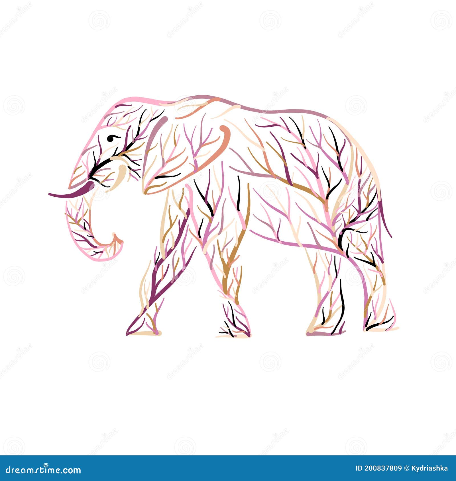 Elephant Shape Made from Tree Leaves. Save the Earth Stock Vector ...