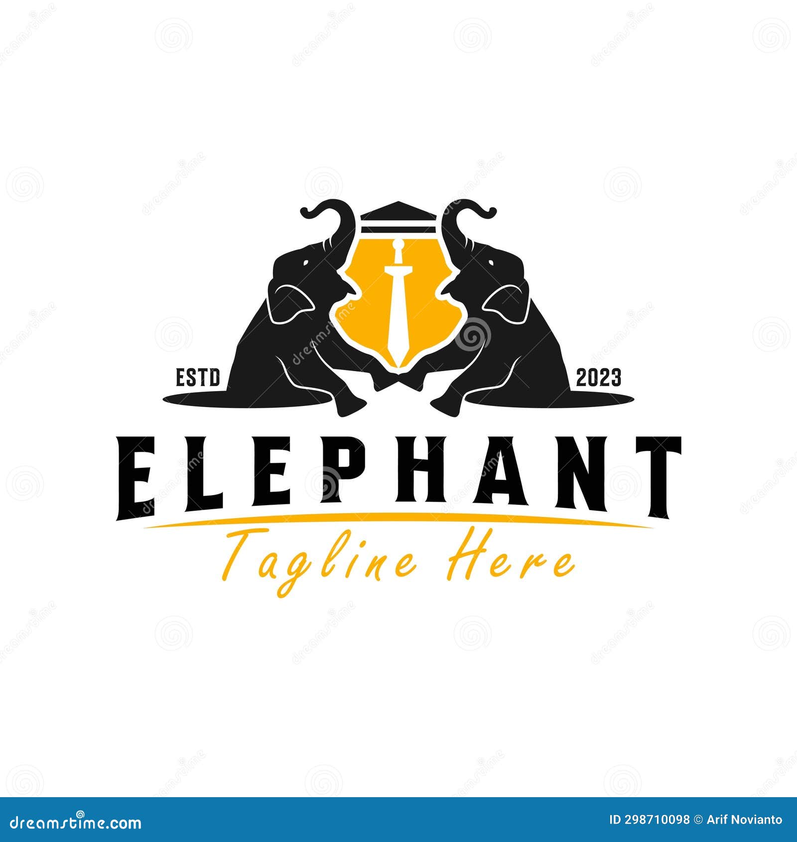 Elephant Shield Illustration Logo Stock Illustration - Illustration of ...