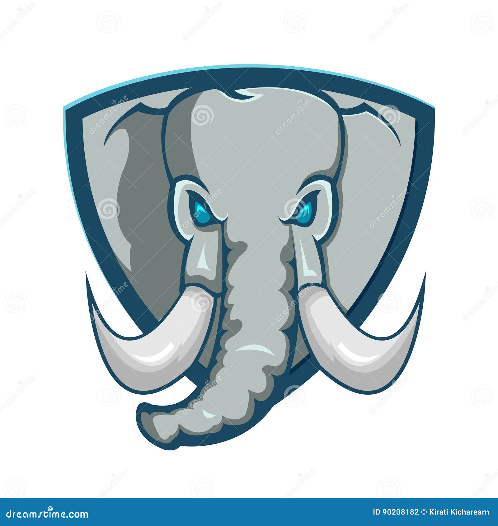 Elephant Shield Logo Cartoon Symbol Stock Vector - Illustration of ...