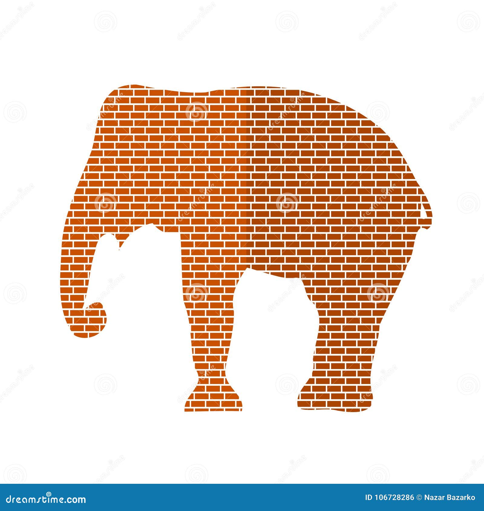 Elephant Silhouette. Brick Wall Design Stock Illustration ...