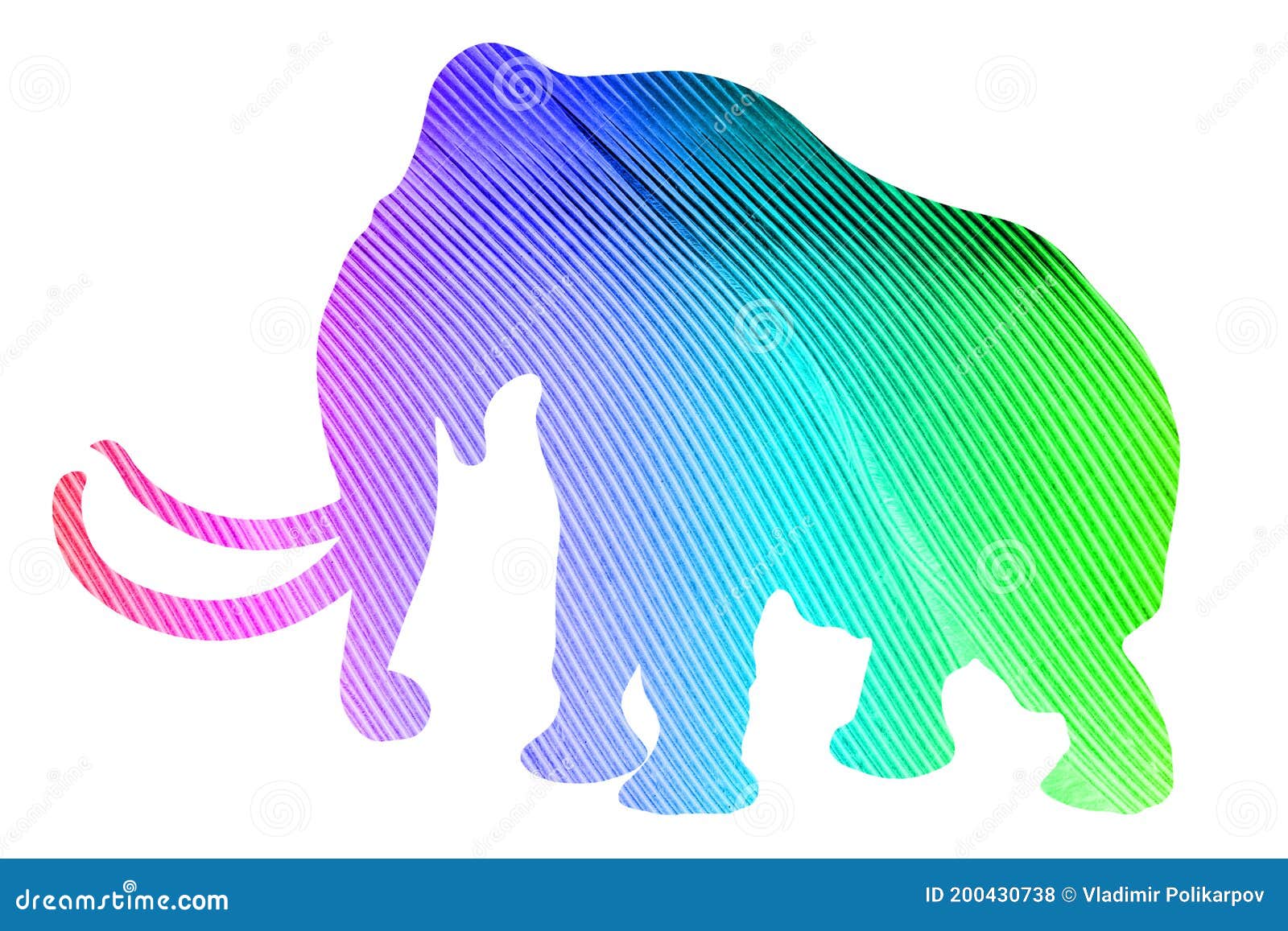 Elephant Silhouette with Feather Texture Isolated on White Background ...