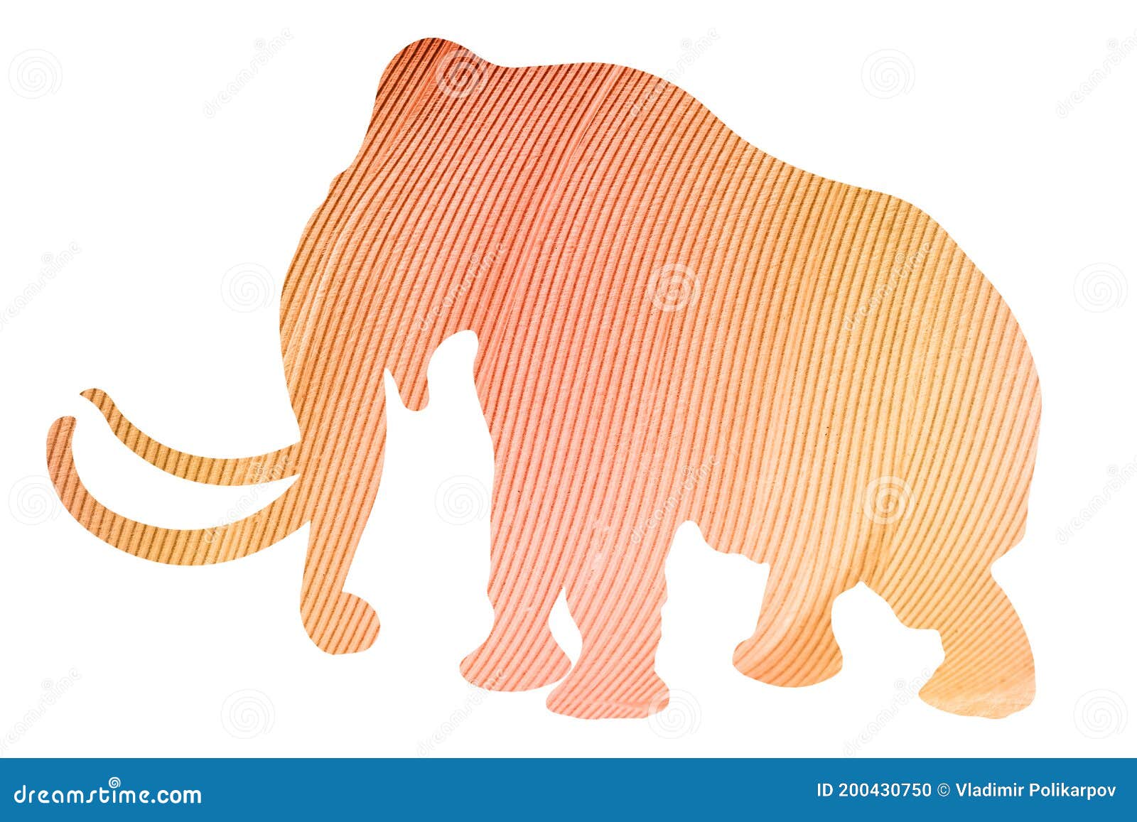 Elephant Silhouette with Feather Texture Isolated on White Background ...