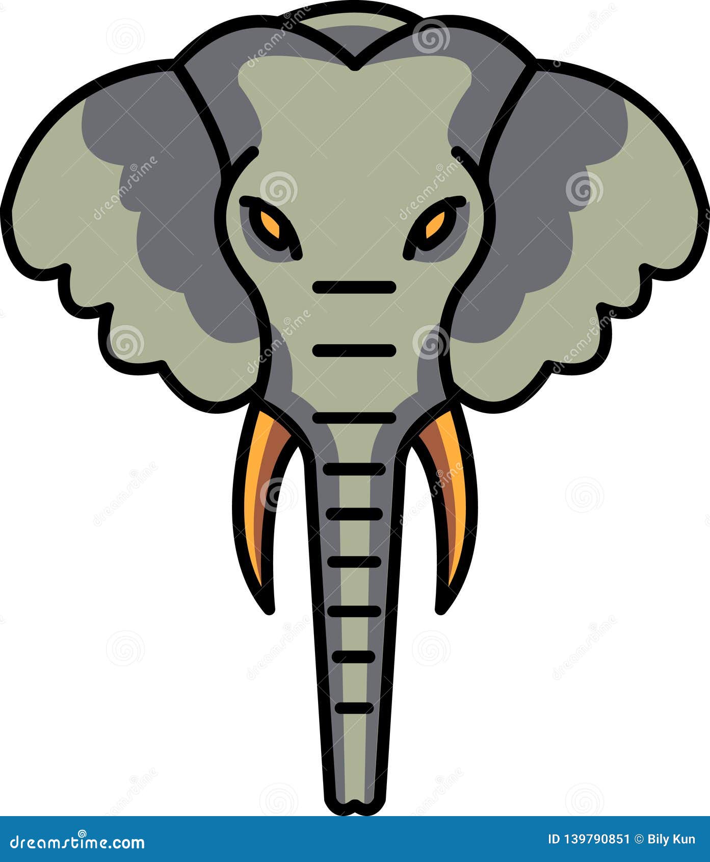 Elephant simple head 1 stock illustration. Illustration of head - 139790851