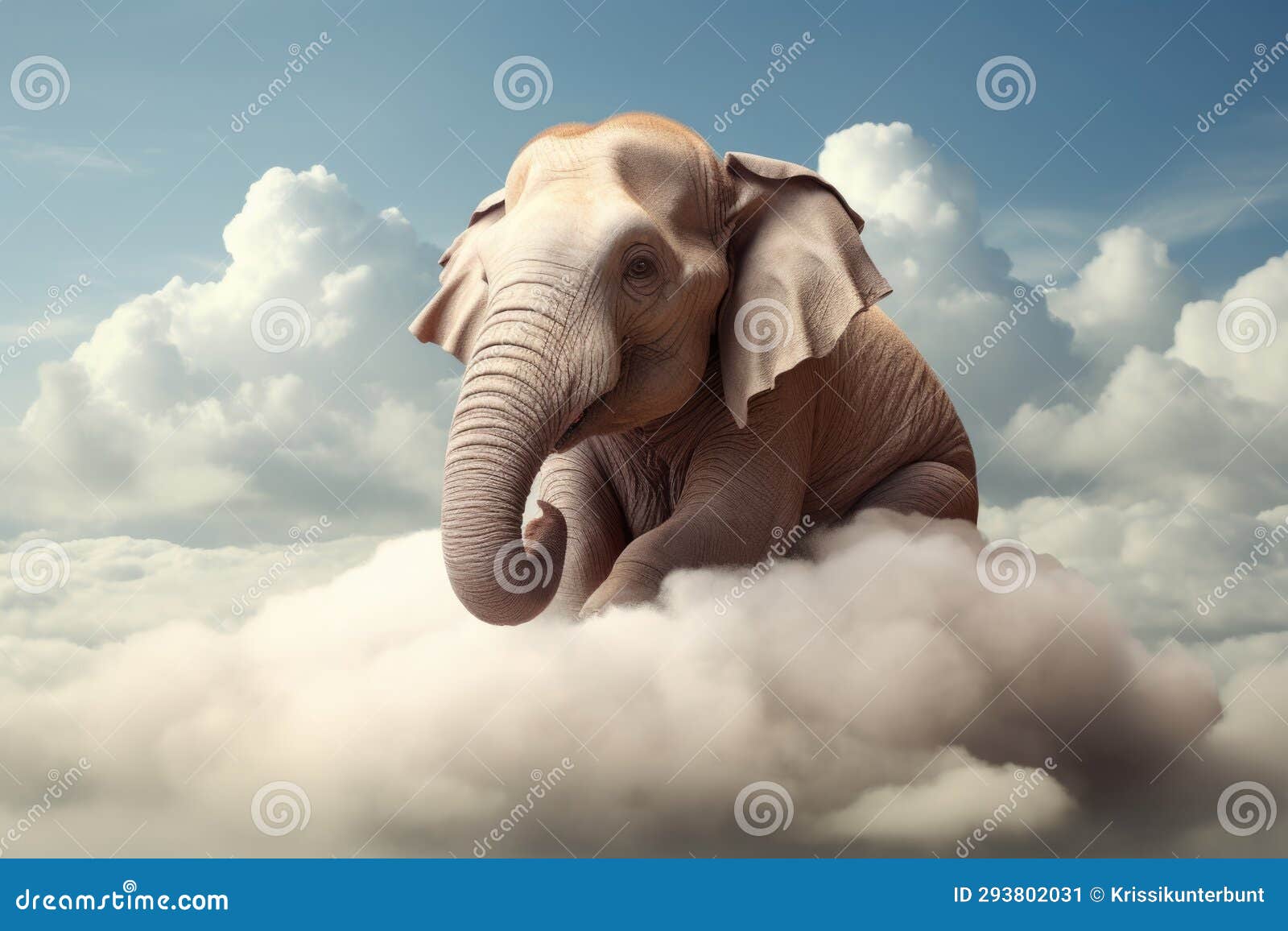 Elephant Sit on Fluffy Cloud AI Generated Stock Illustration ...