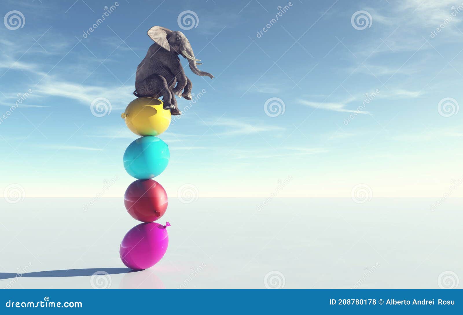 Elephant sitting balloons stock illustration. Illustration of harmony ...