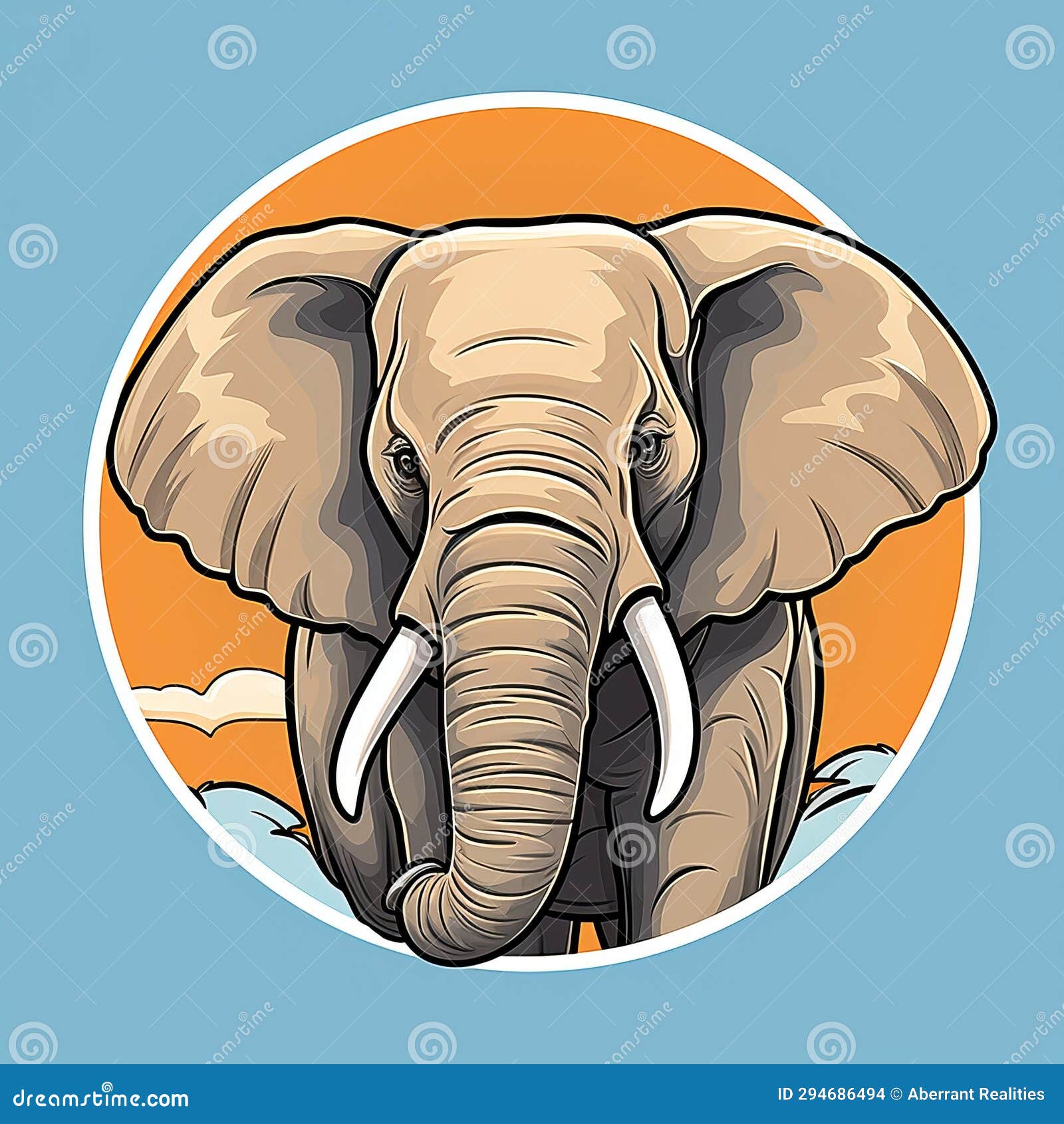 An Elephant is Standing in Front of a Blue Background Stock ...