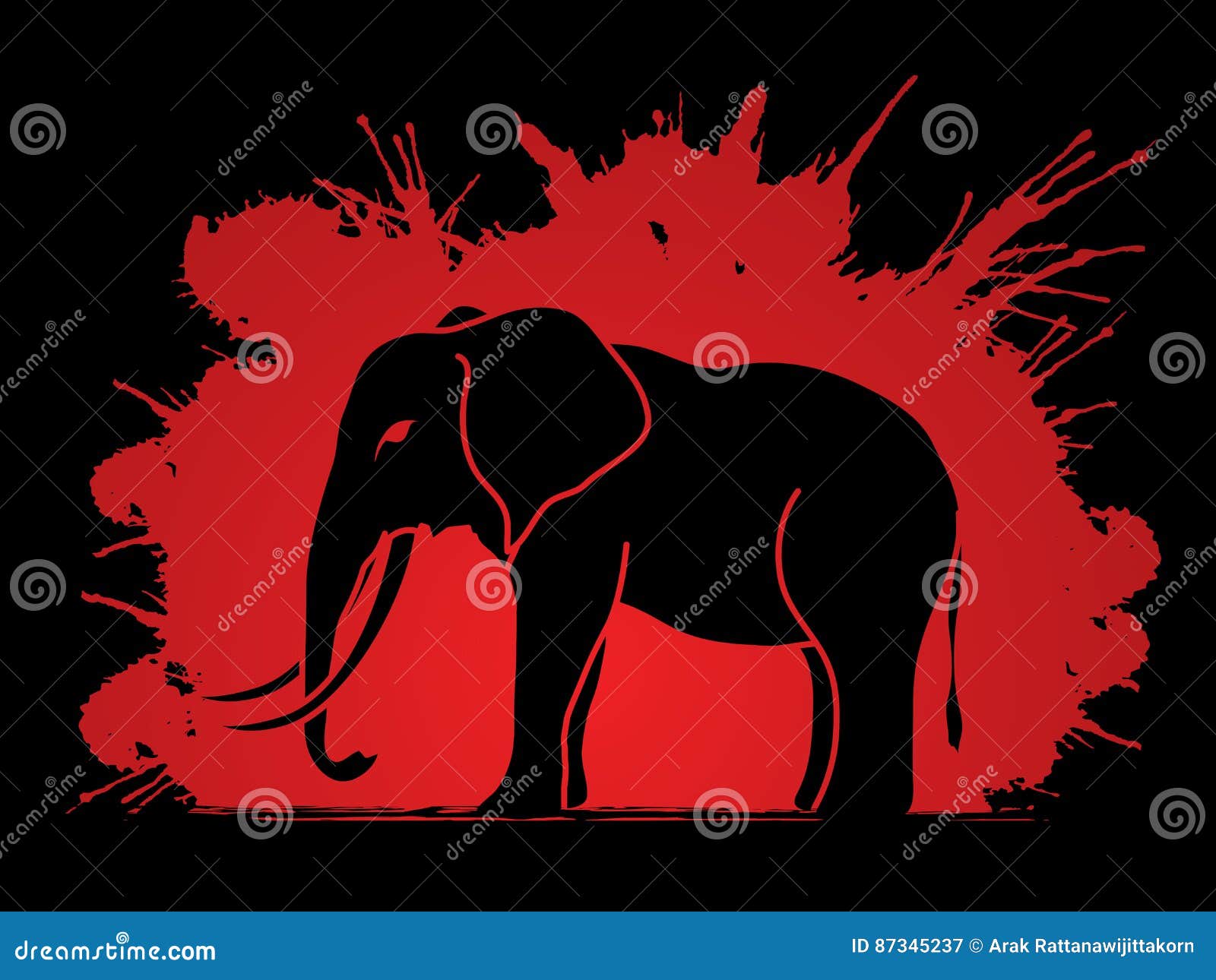 Elephant Standing, One Line Drawing. Vector Illustration Zoo Animal ...