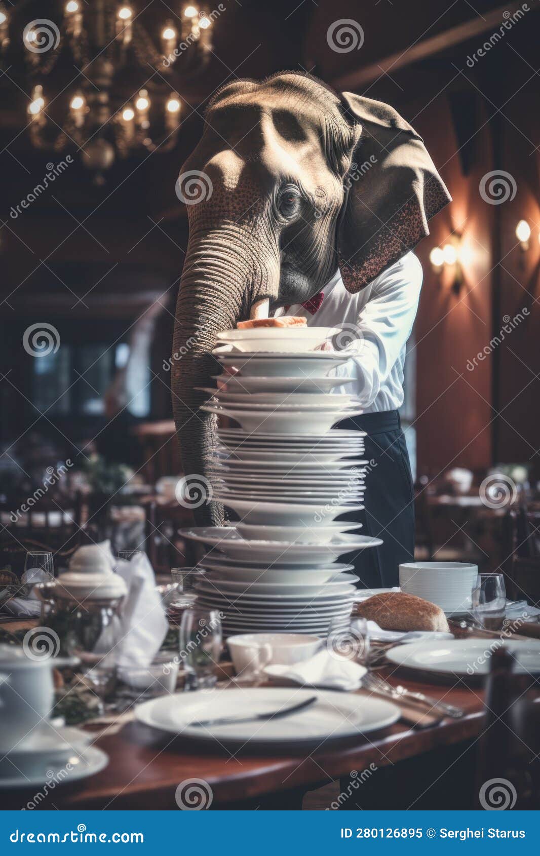 An Elephant Standing on Top of a Stack of Plates. Generative AI Image ...