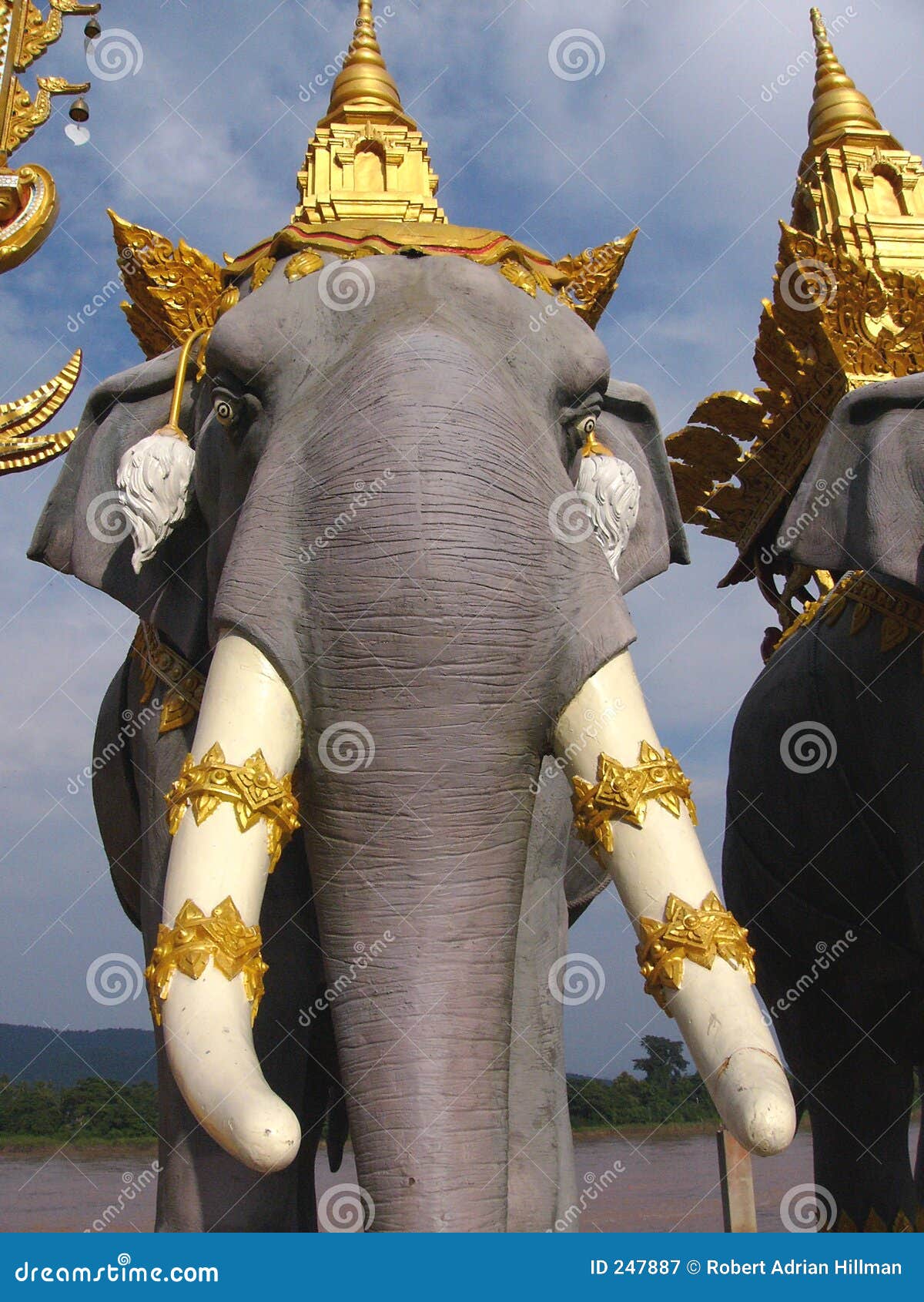 Elephant Statue, Statue Of Elephant Face Marble Texture On Sky Blue ...