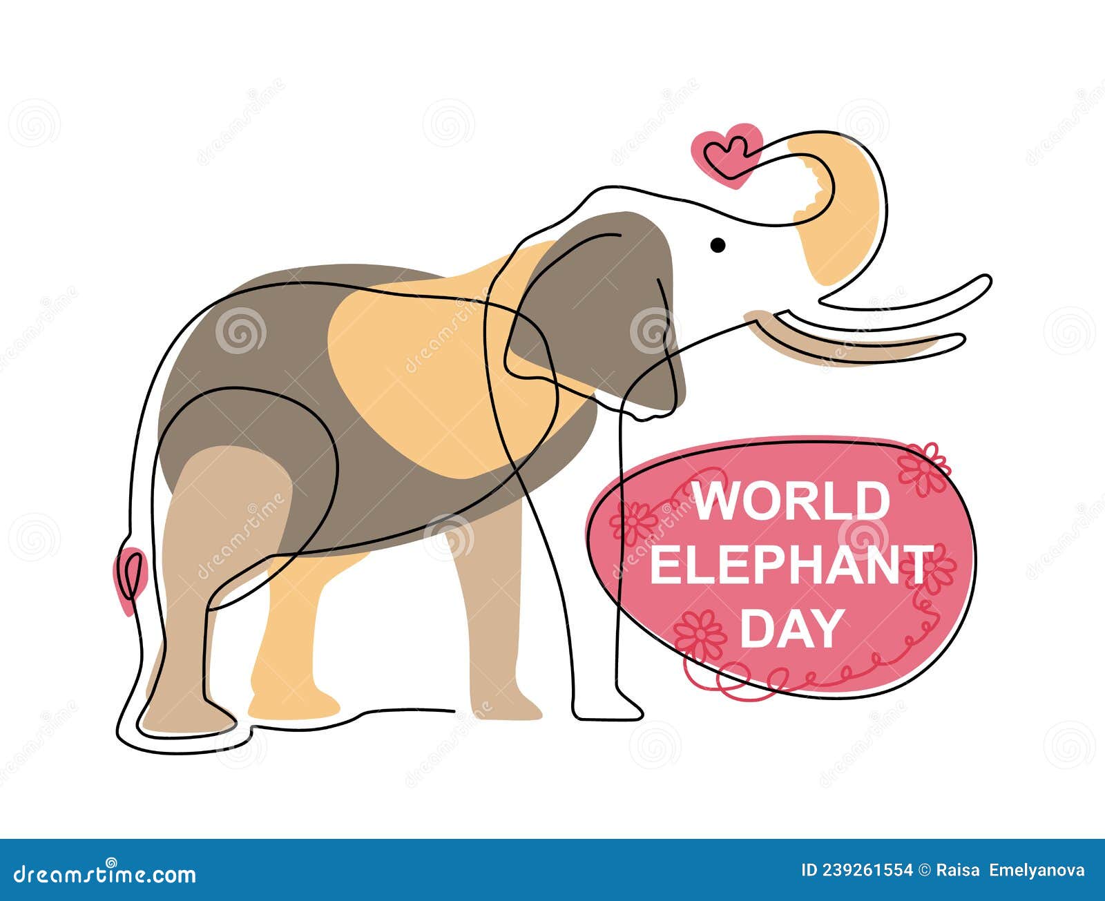 Elephant. Stylized Elephant Drawn with Smooth Multi-colored Shapes and ...
