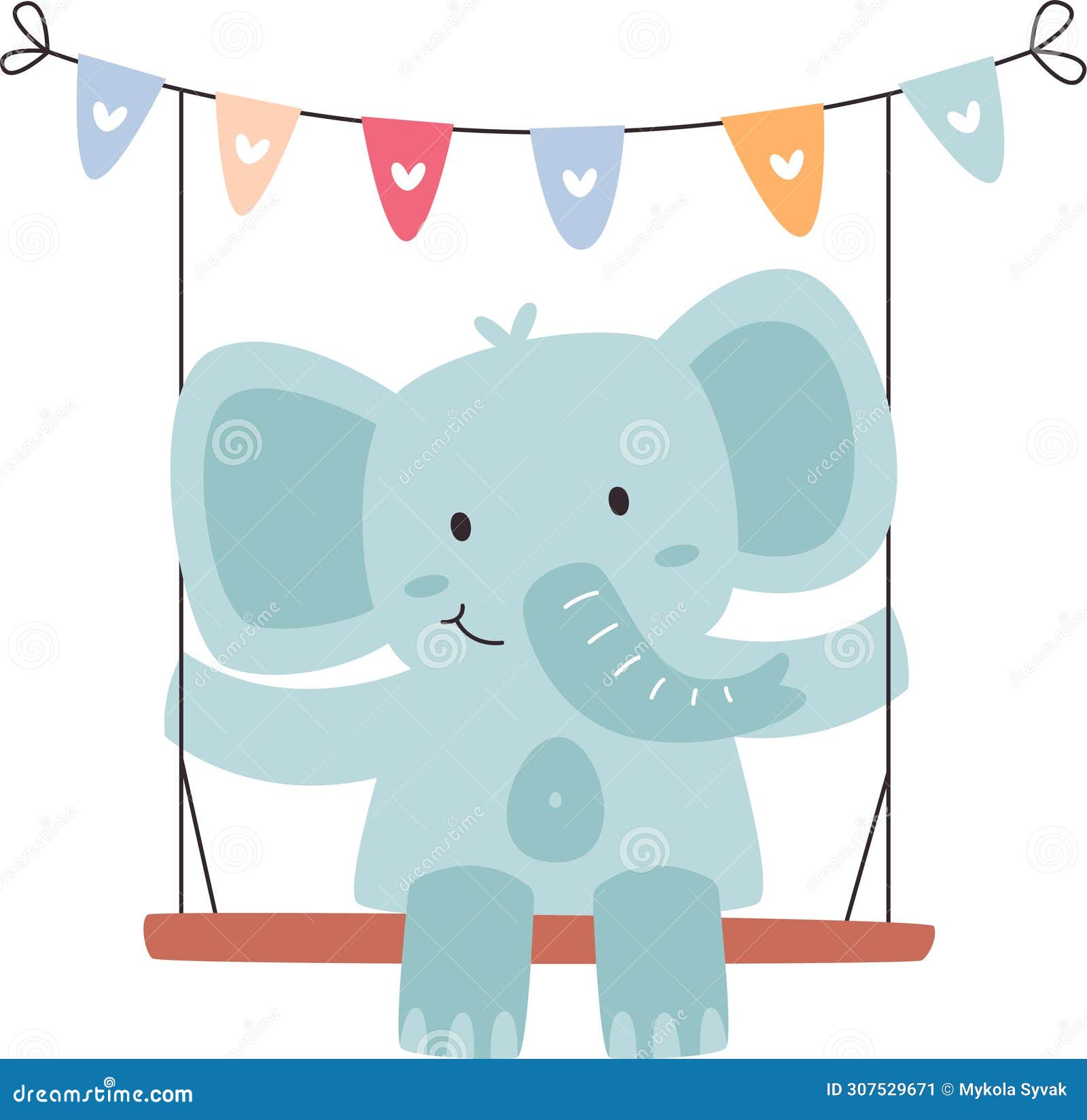 Elephant on Swing stock vector. Illustration of swing - 307529671