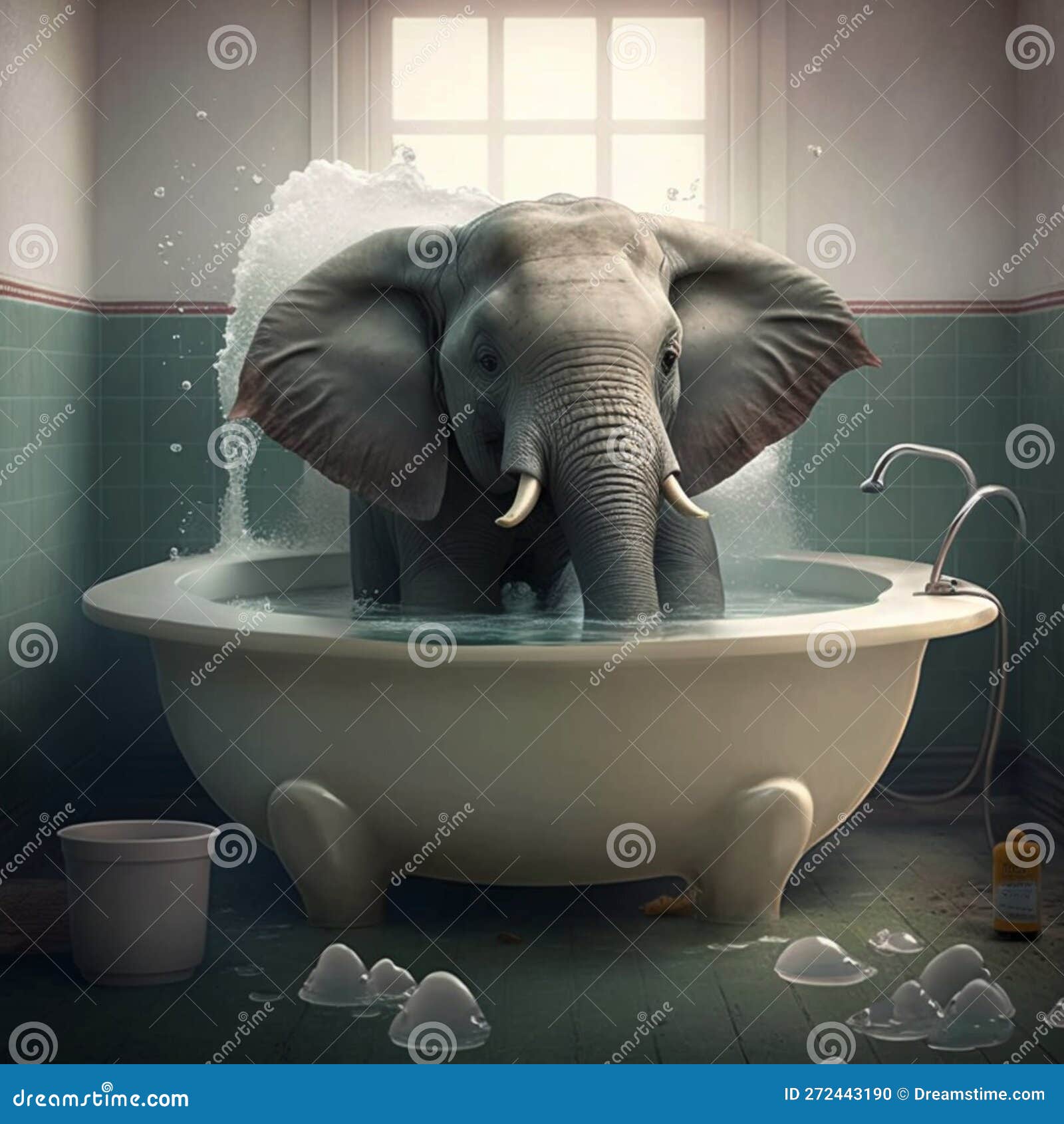 Elephant Taking A Shower Vector Illustration | CartoonDealer.com #74376614