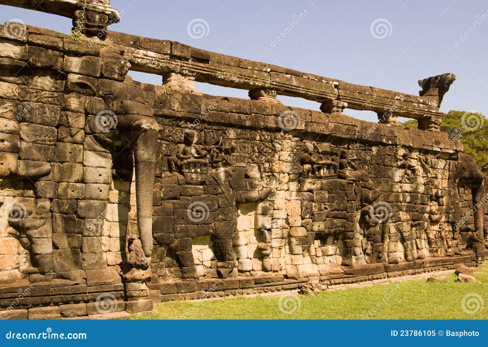 Elephant Terrace, Angkor Thom Stock Image - Image of exterior ...