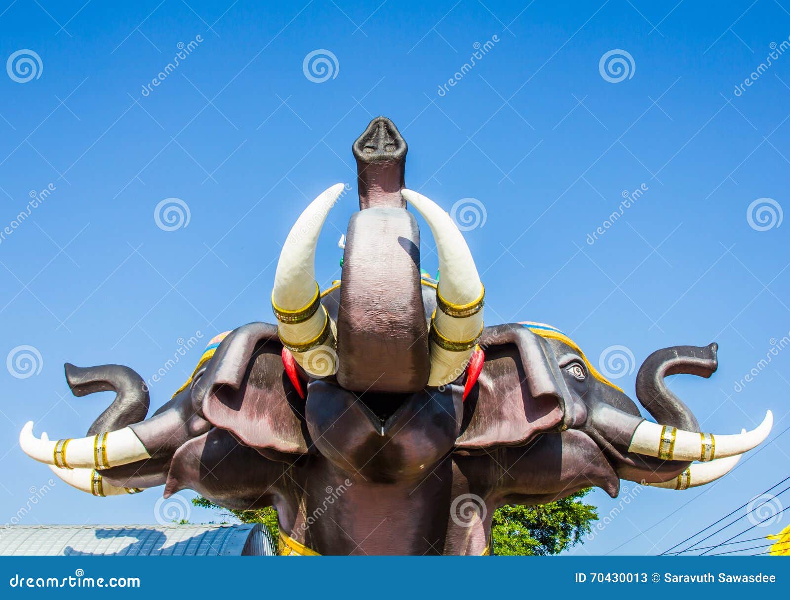 Elephant three headed stock image. Image of architecture - 70430013