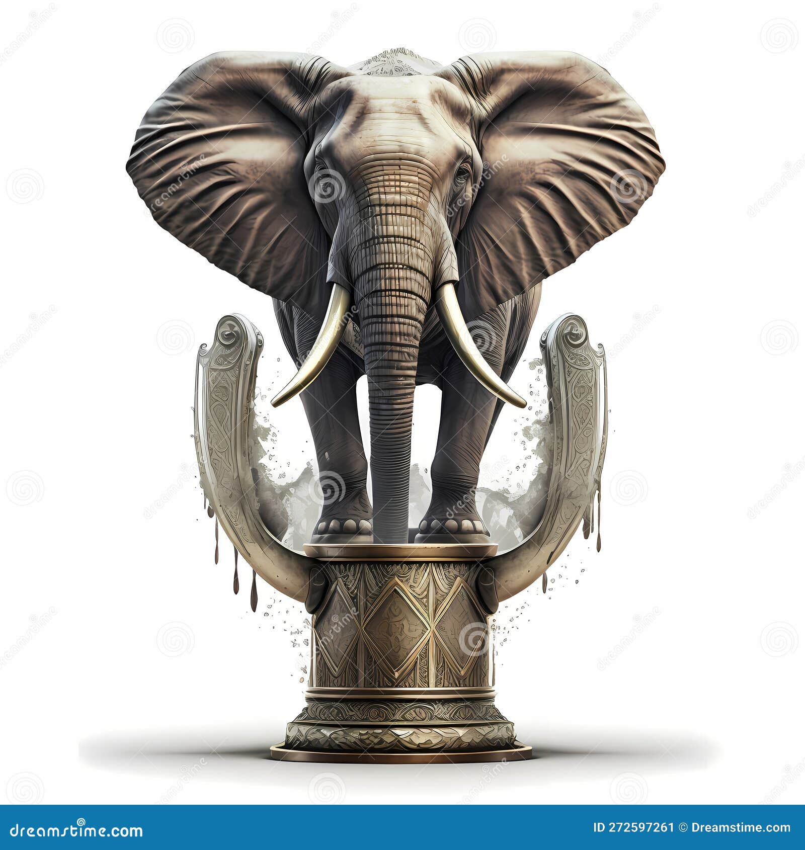 Wild Elephant Trophy. Generative AI Stock Illustration - Illustration ...
