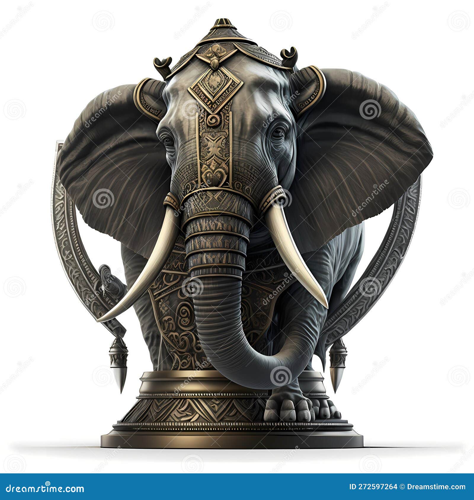 Wild Elephant Trophy. Generative AI Stock Illustration - Illustration ...