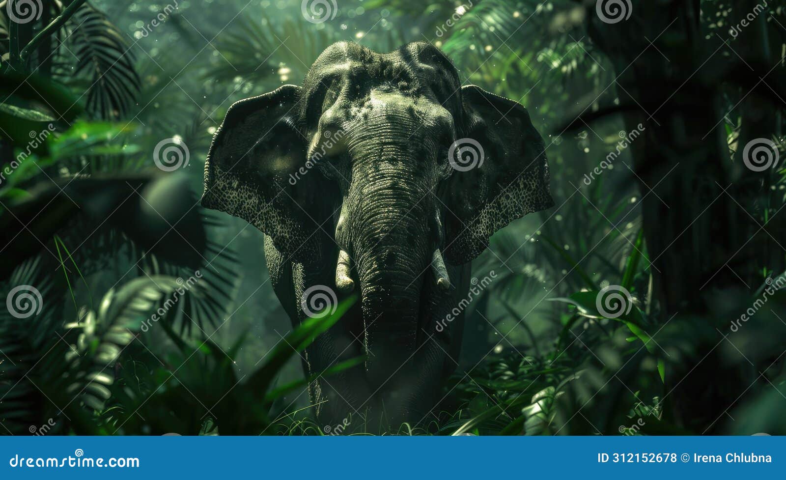 Elephant in the Tropical Rainforest Stock Illustration - Illustration ...