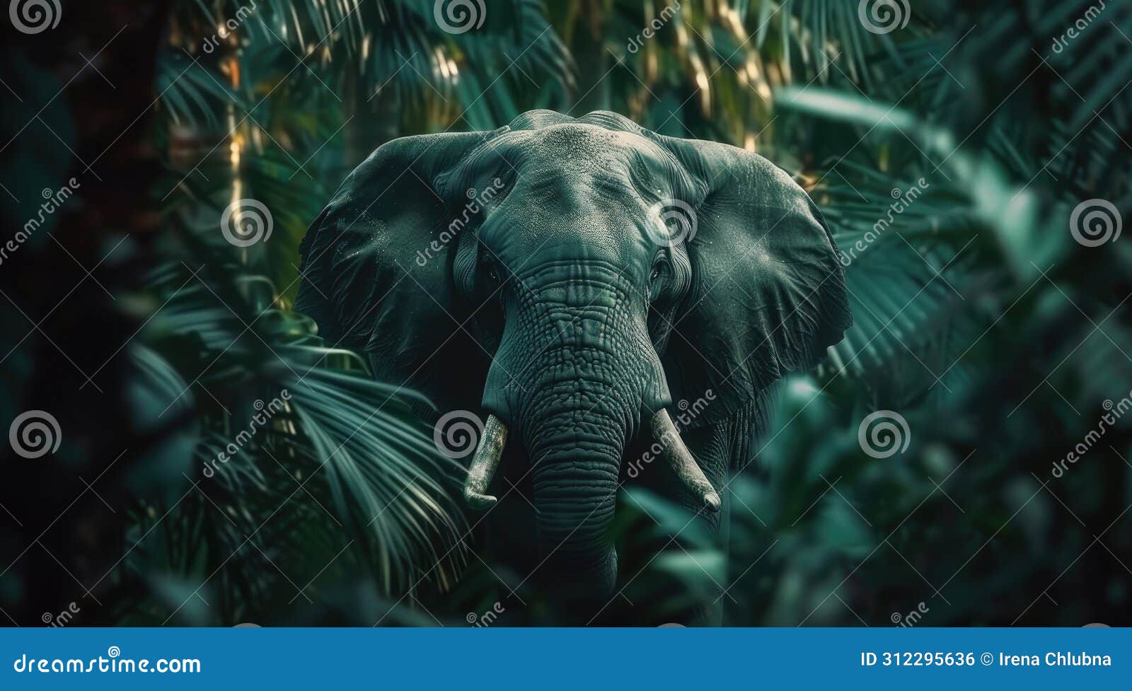 Elephant in the Tropical Rainforest Stock Illustration - Illustration ...